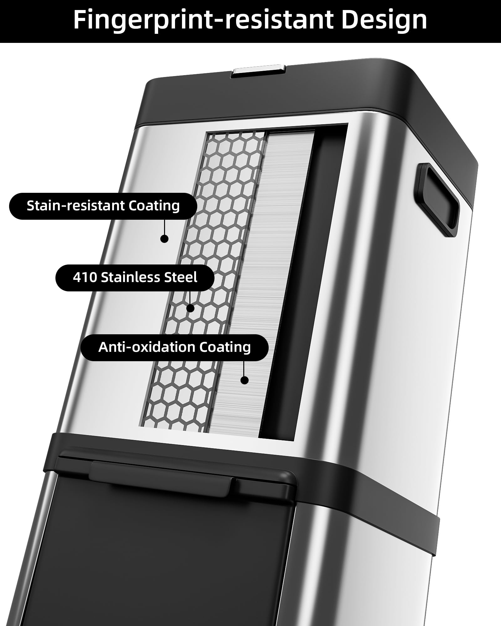 RIEDHOFF 34L / 9 GAL Kitchen Trash Can with Lid, Fingerprint-Proof ...