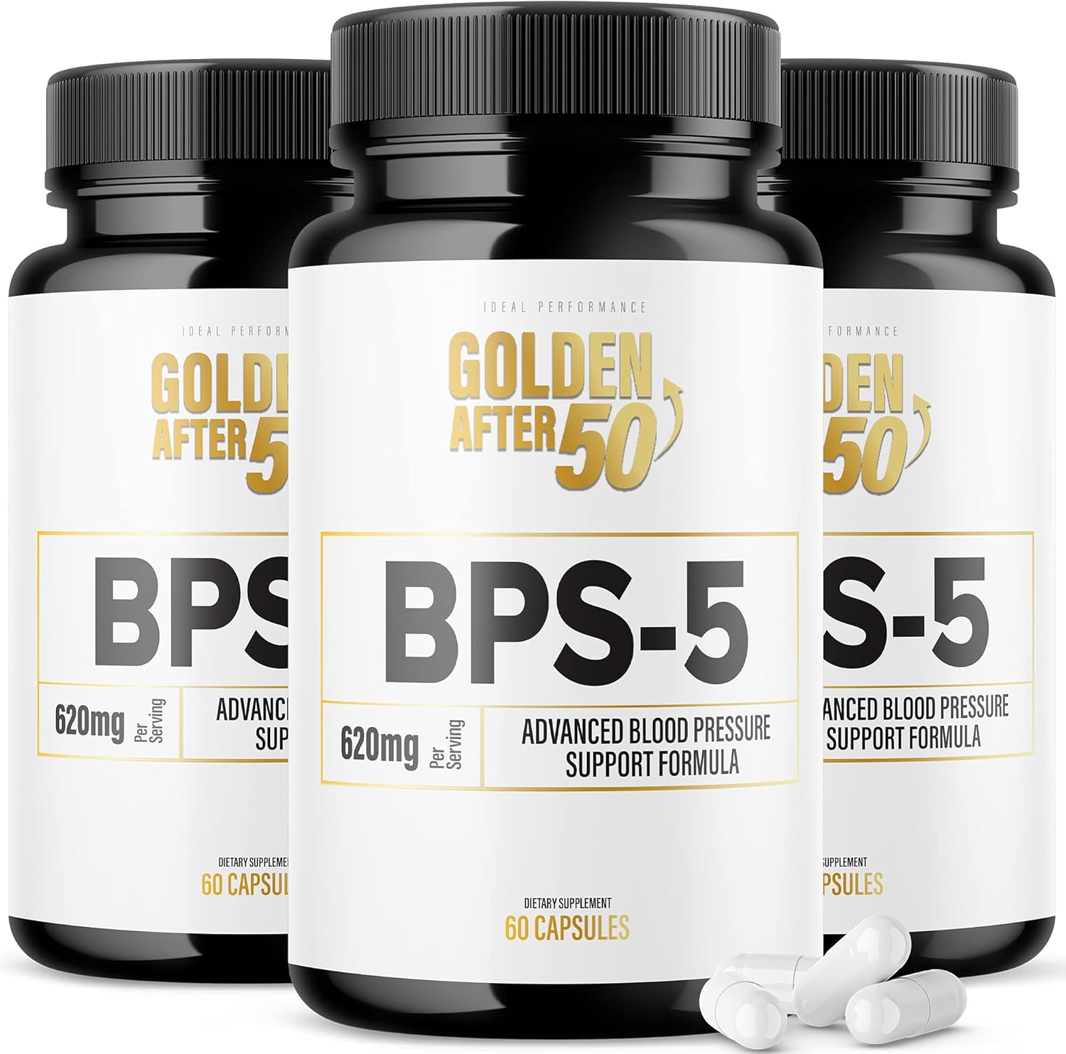 (3 Pack) BPS-5 for Blood Pressure Supplement BPS5 Golden After 50 Pills ...