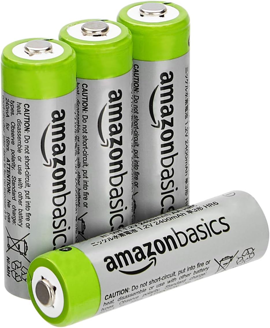 Amazon Basics AA High-Capacity Rechargeable Batteries, AA - 2400mAh (4 ...