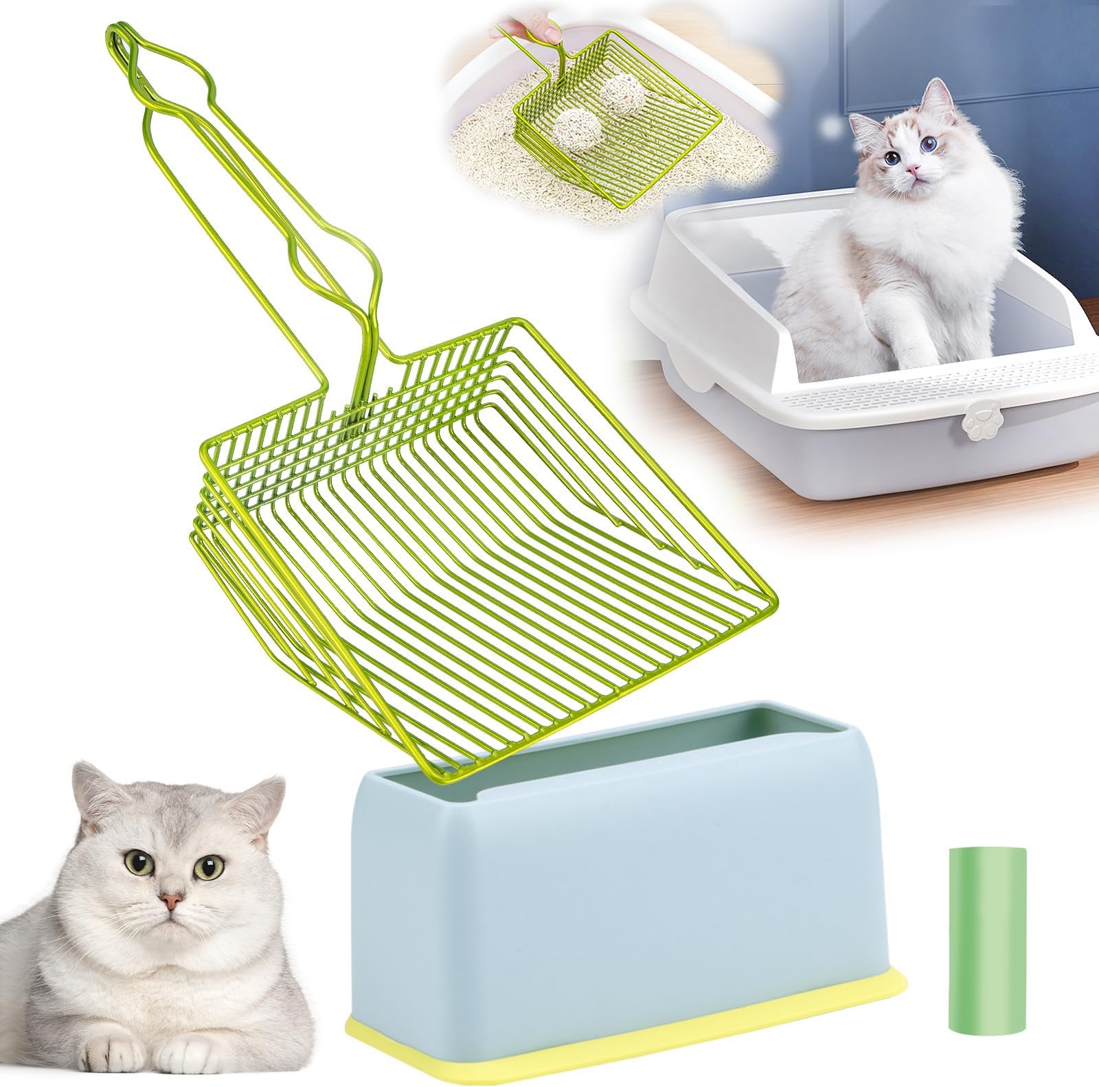 Amazon.com : DHXYZZB Cat Litter Scooper with Holder, Metal Cat Litter ...