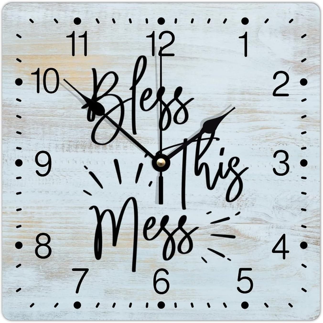 Amazon.com: Zyadsinoudor Bless This Mess Square PVC Wall Clock ...