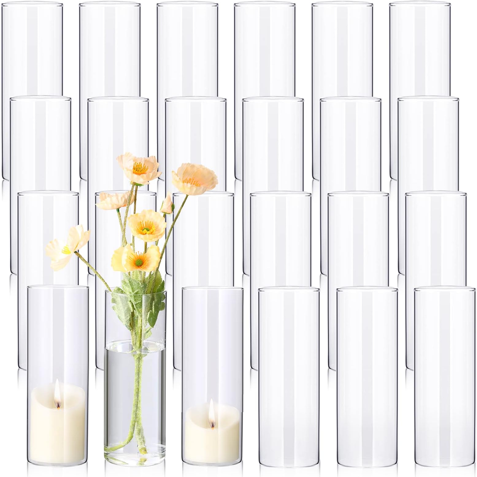 Amazon.com: 36 Pcs Glass Cylinder Vase Clear Multiple Size Glass Flower ...