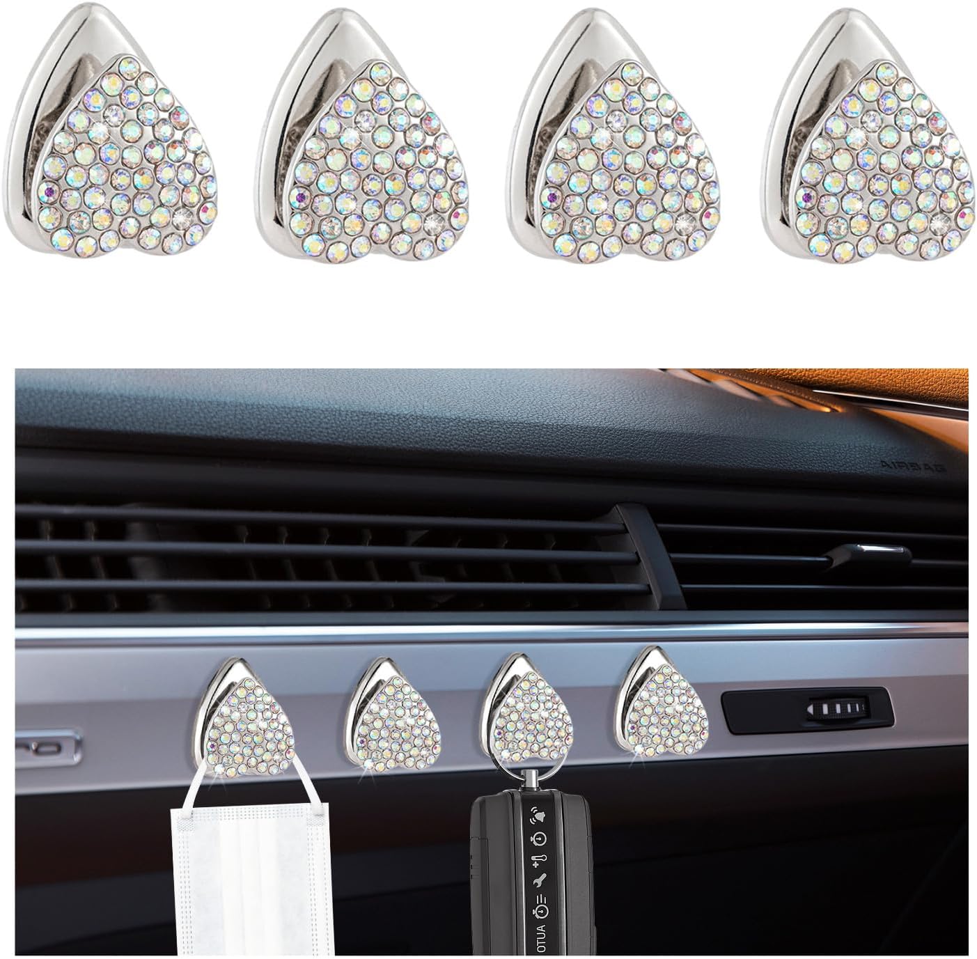 Amazon.com: Sylvil 4 PCS Bling Mask Hooks for Car, Multifunctional ...