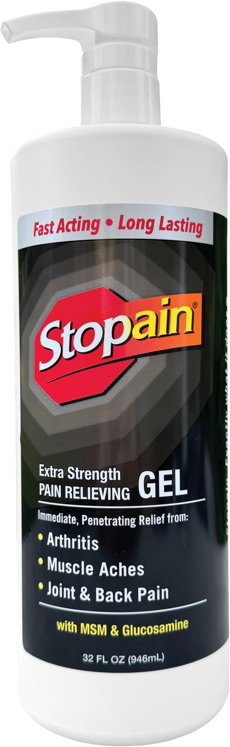 Amazon.com: Stopain Pain Relief Gel 32oz, USA Made, Max Strength Fast ...
