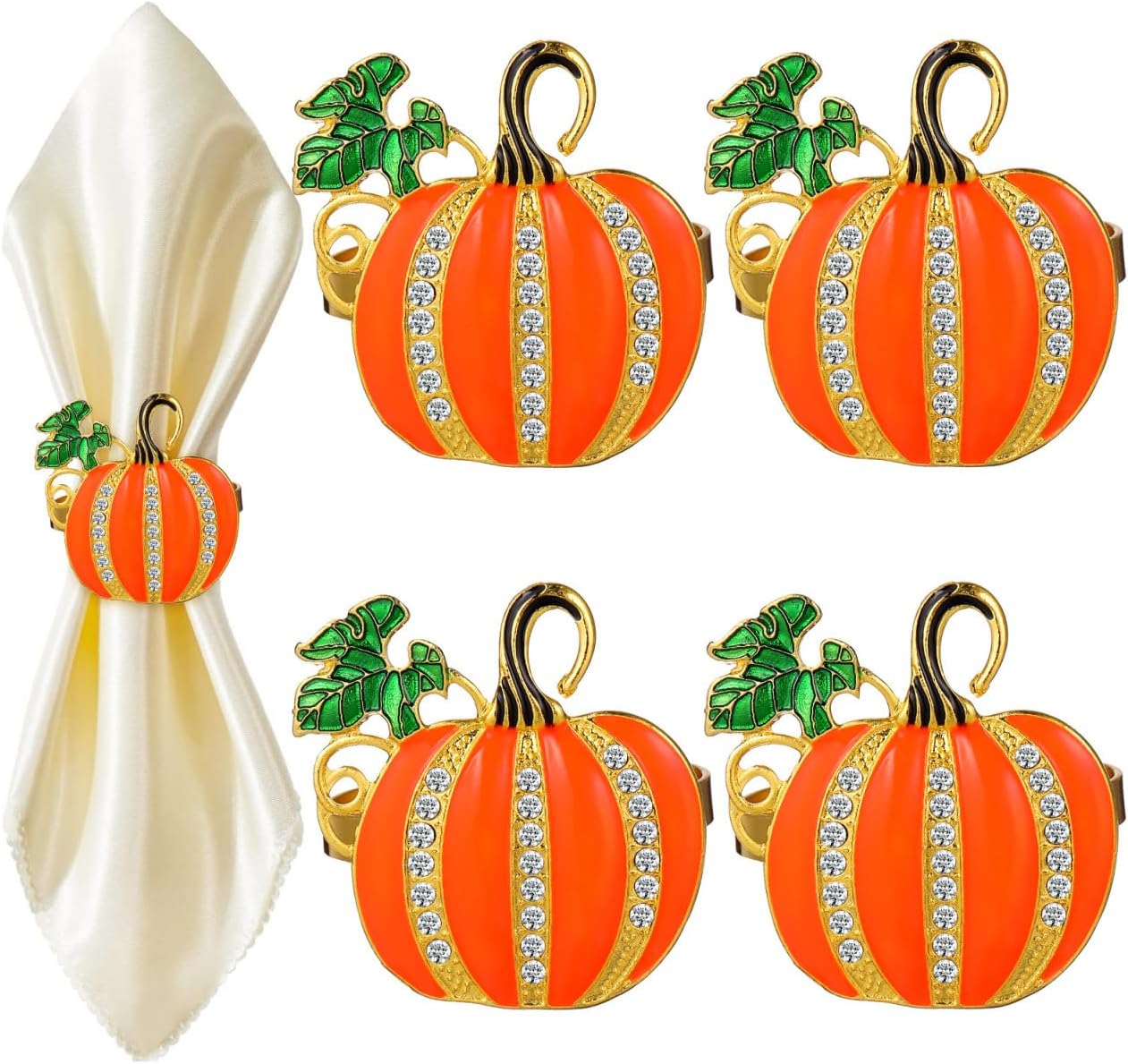 Amazon.com: Garneck 4Pcs Pumpkin Napkin Ring Holders Orange Metal Fall ...