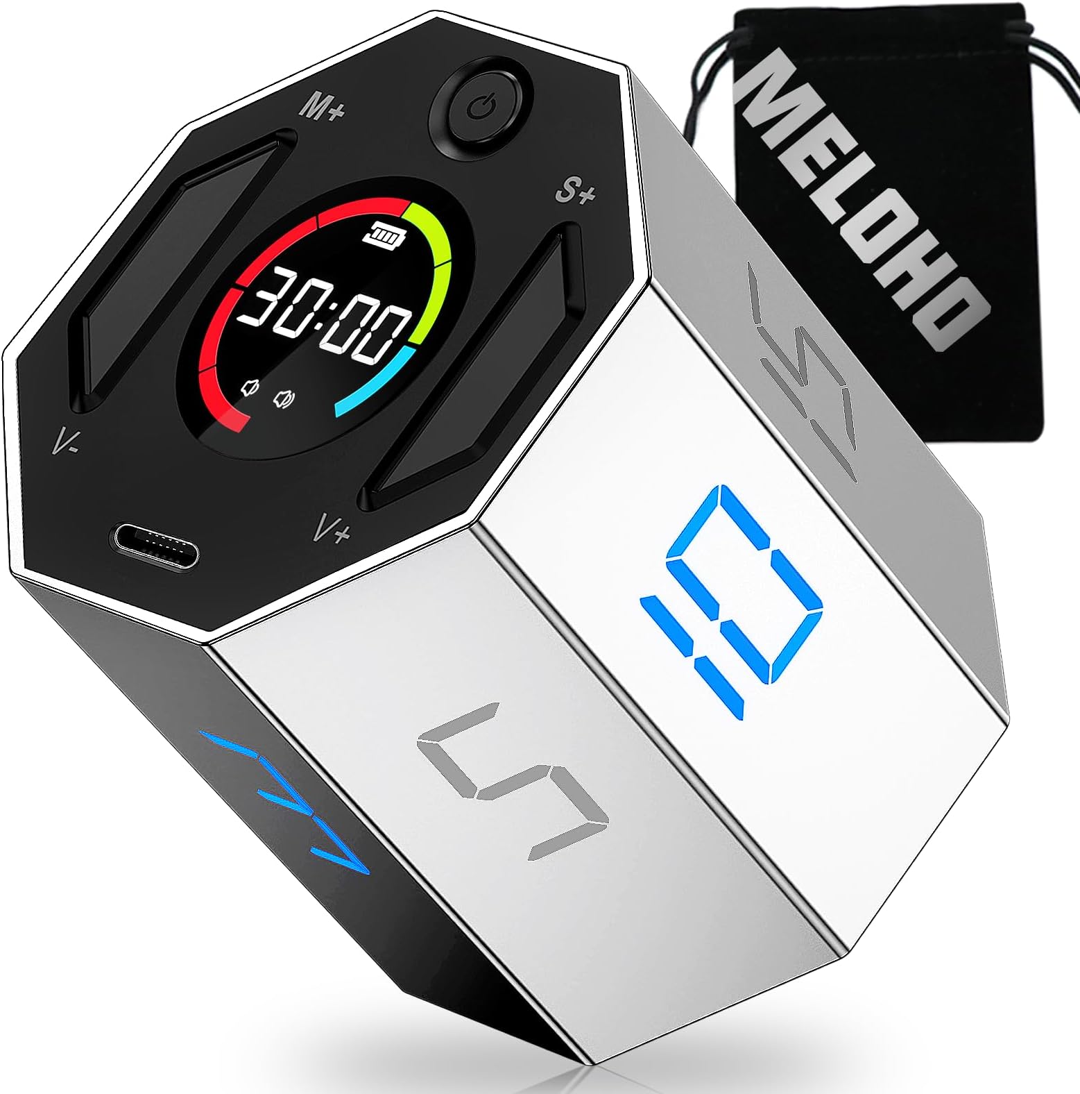 Amazon.com: Hexagon Rotating Productivity Timer with Clock, Pomodoro Timer with 5,15, 30, 45, 60 ...