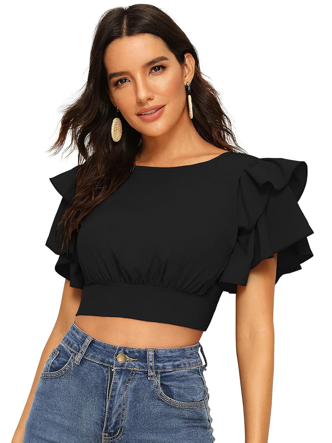 Women Designer Trendy Crop Top (M, Black) : Amazon.in: Clothing ...