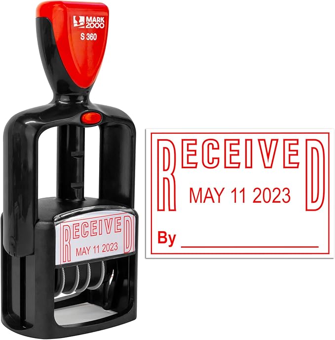 Mark 2000 Self-Inking Rubber Date Office Stamp with Received Phrase ...