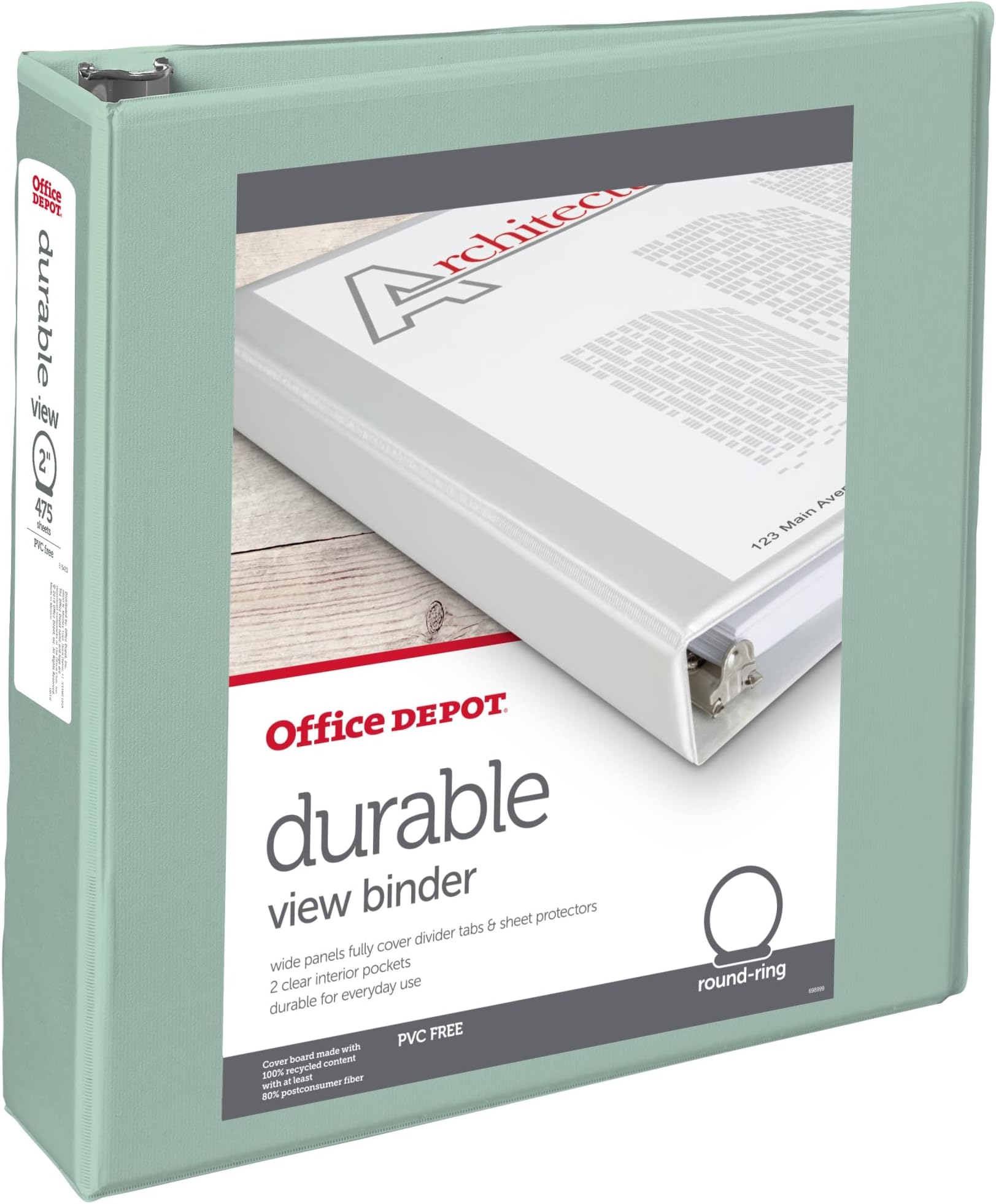 Amazon.com : Office Depot® Brand 3-Ring Durable View Binder, 2" Round ...