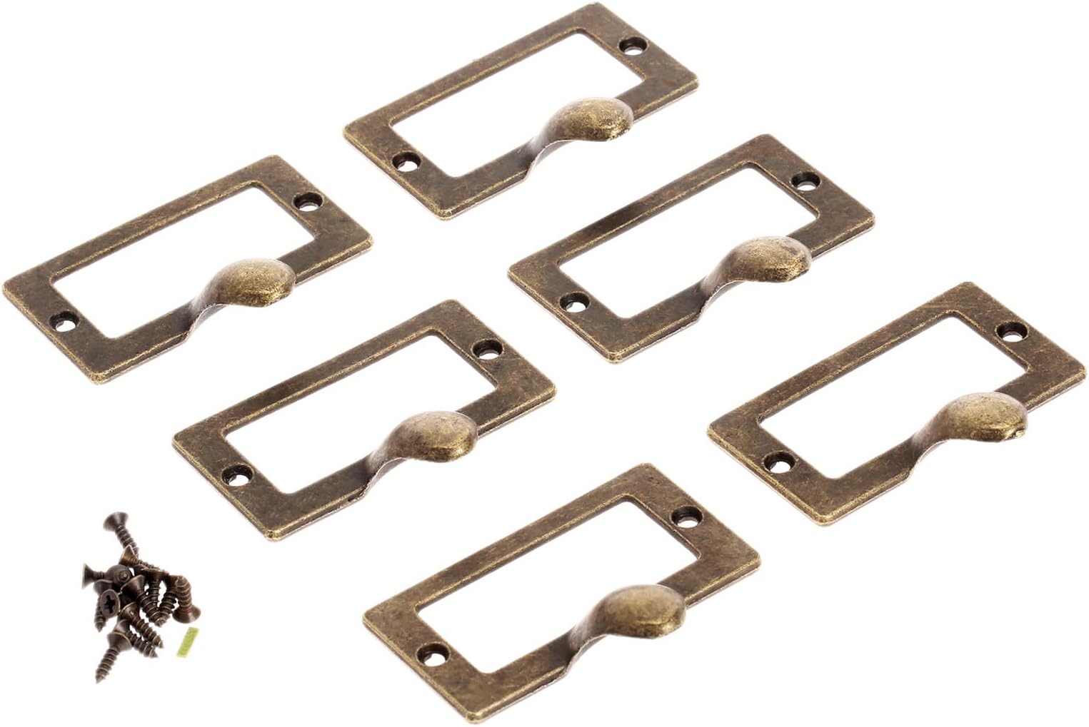 uxcell Label Holder Pull Handles, Vintage Label Frame Drawer Knobs for ...