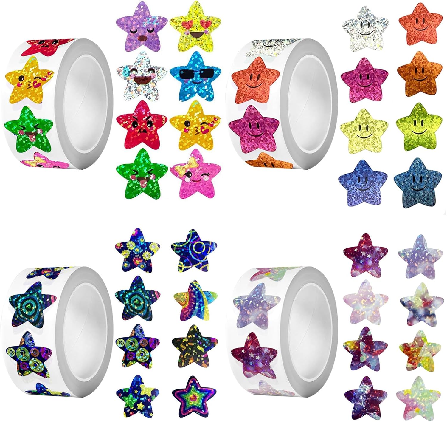 4 Roll Shiny Star Stickers,2000 Pcs Adhesive Reward Stickers,2.5 CM ...