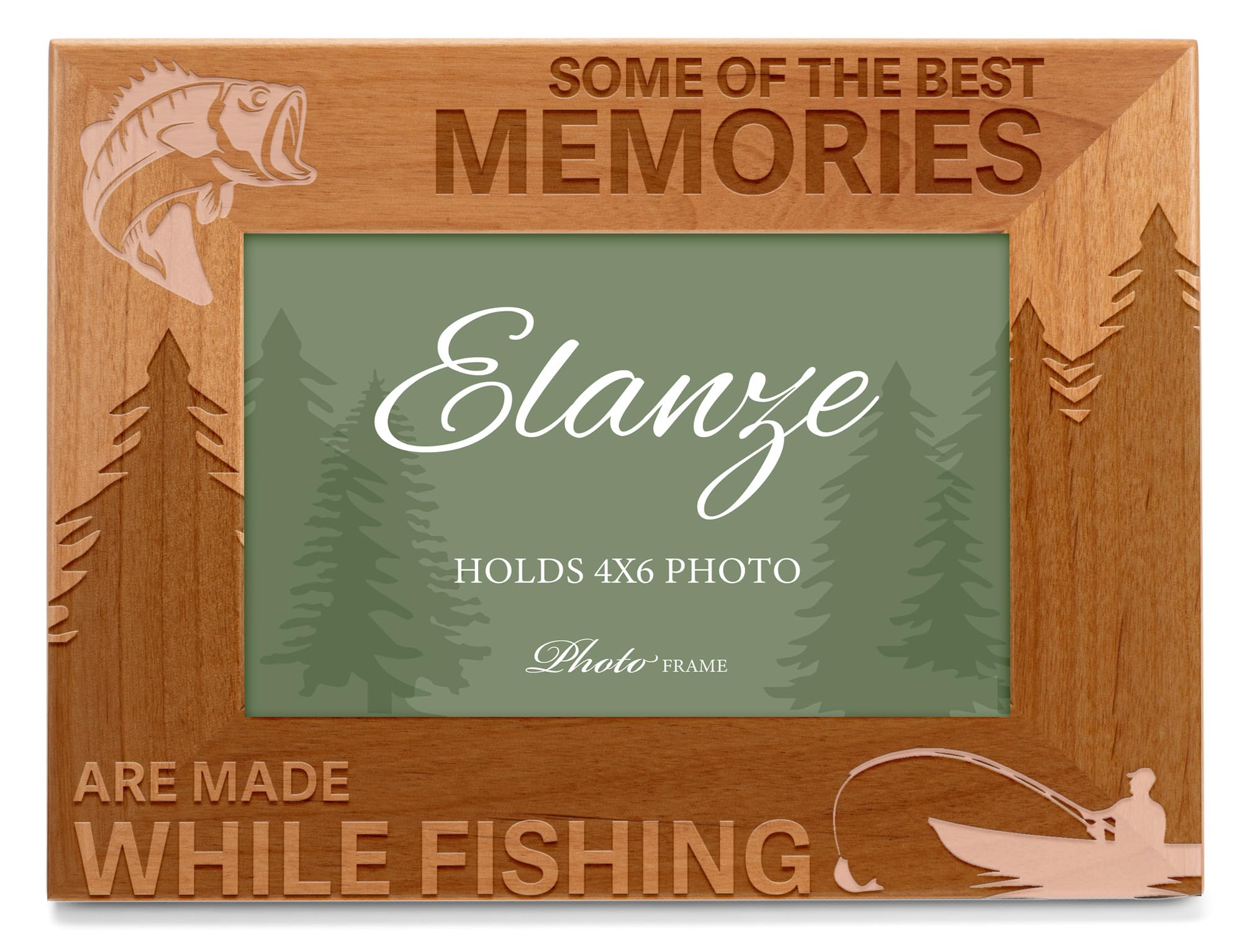 Amazon.com - Elanze Designs Memories Made Fishing Woodgrain Brown Trees ...