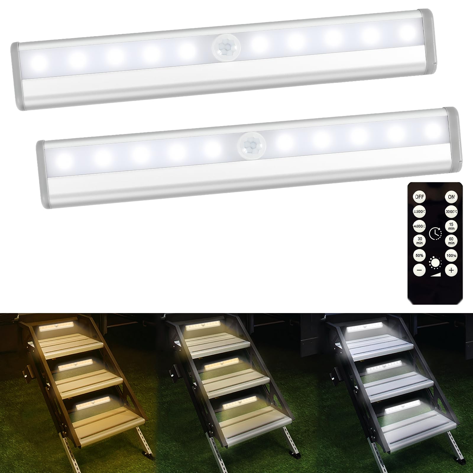 Snapklik.com : Fymblin Motion Activated RV Step Lights Remote Control ...