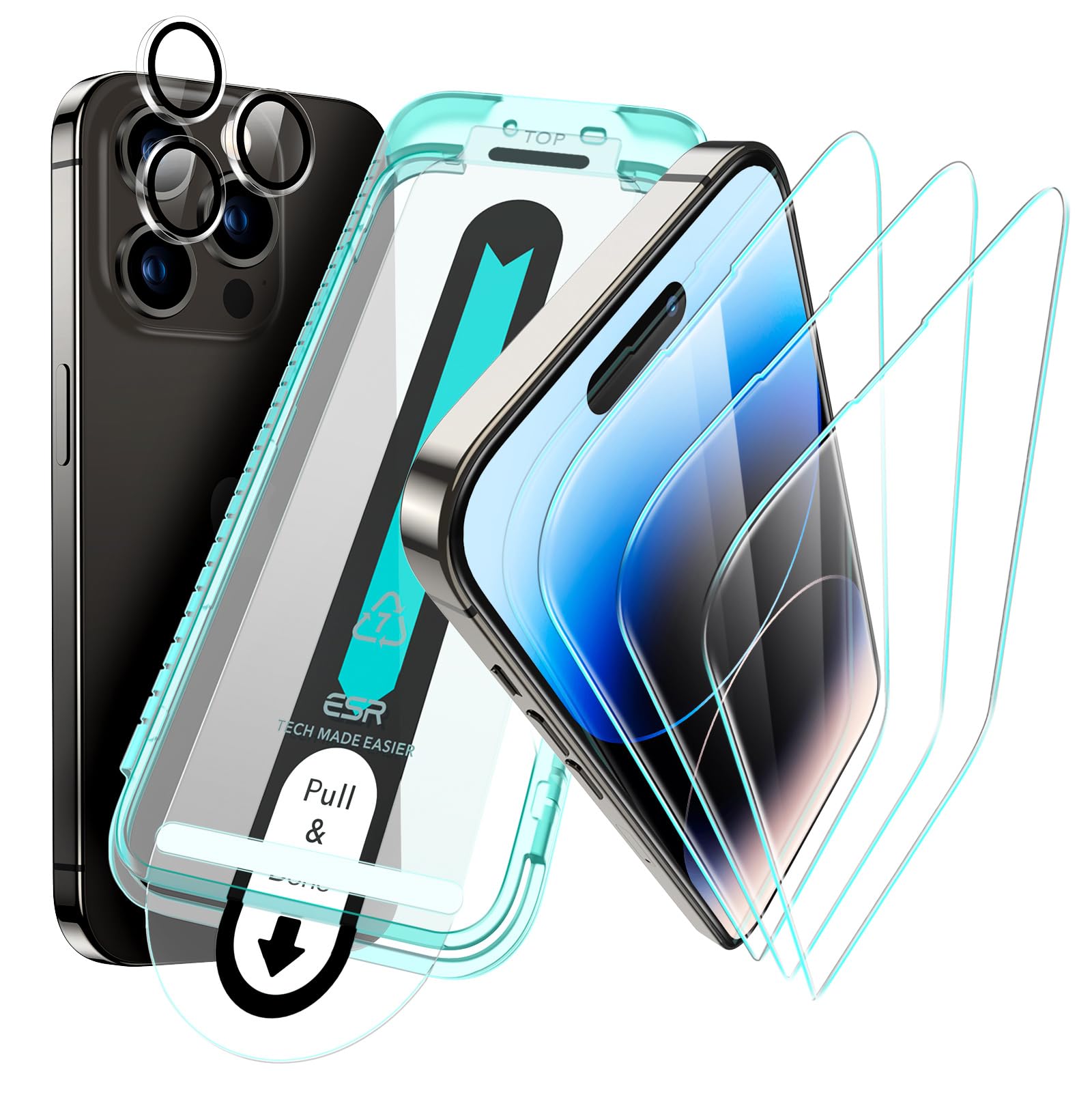 Amazon.com: ESR for iPhone 14 Pro Max Screen Protector Set, 3 Tempered ...