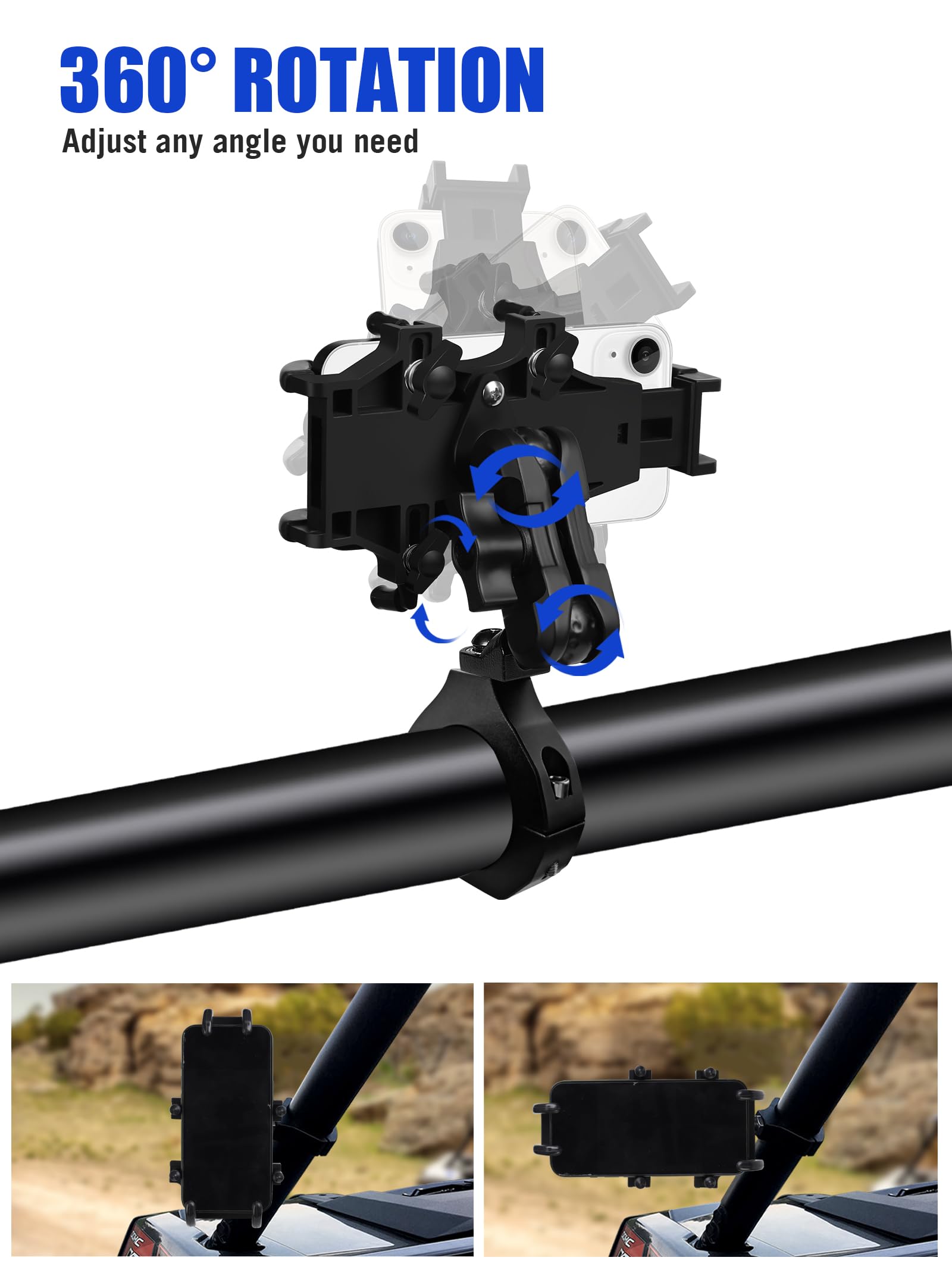 Snapklik.com : UTV Phone Holder, Aluminum Alloy Heavy Duty Cell Phone ...