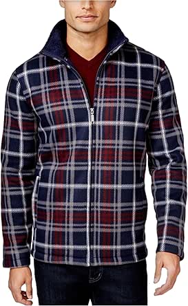 Club Room Mens Plaid FZ Fleece Jacket, Blue, Big & Tall, Big 2X at ...