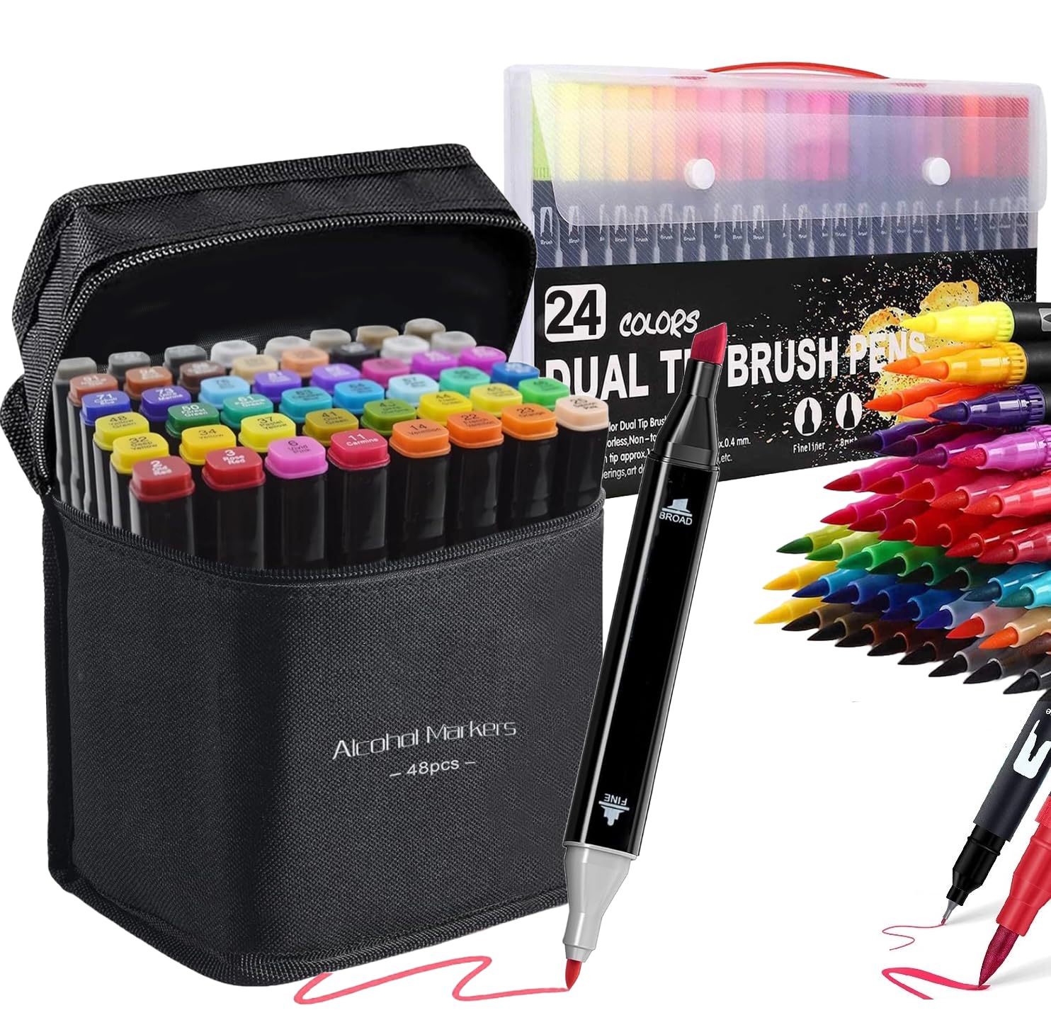 Corslet 72Pc Colour Markers Dual Tip Broad and Fine Alcohol Based ...