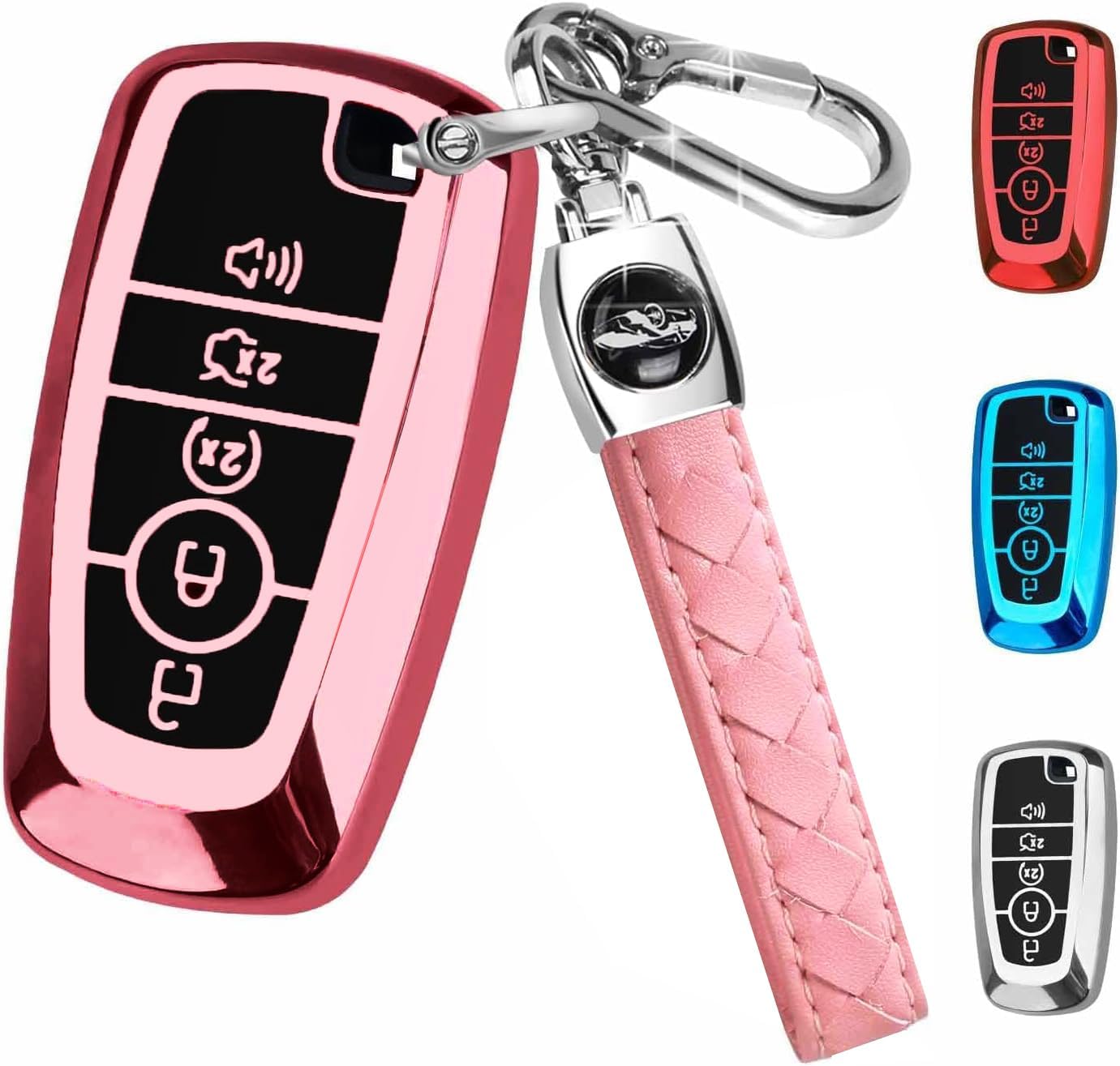 Amazon.com: Kespevn for Ford Key Fob Cover with Leather Keychain Soft ...