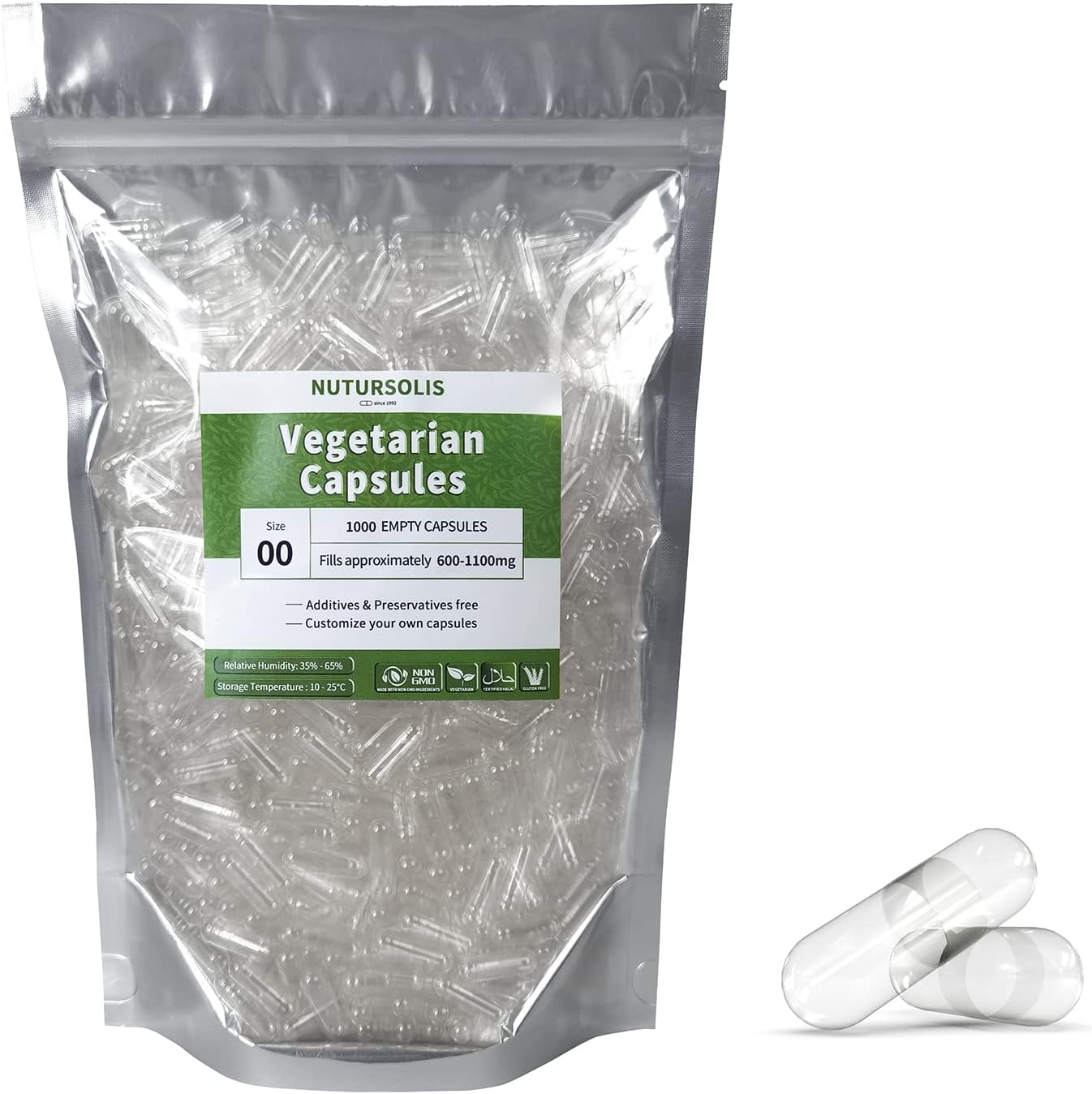 Amazon.com: Nutursolis Vegan Size 00 Empty Capsules - 1000PCS Premium ...