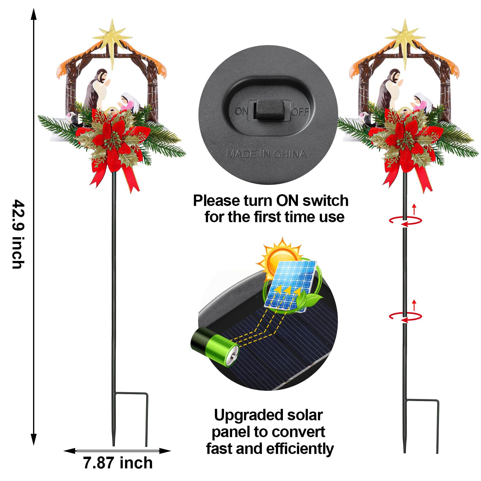 Snapklik.com : 2 Pcs Nativity Scene Outdoor Yard Stakes Metal Christmas ...