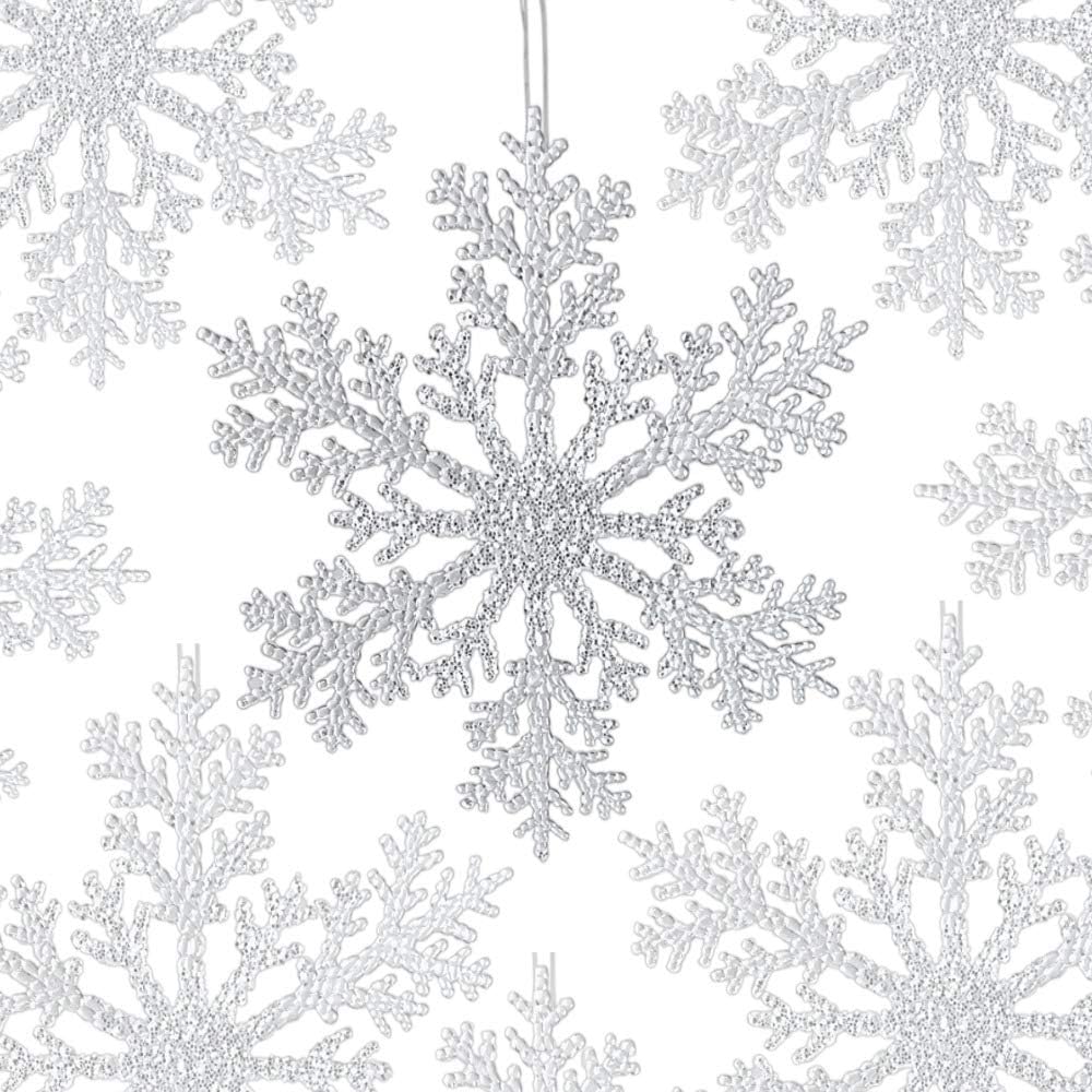 Amazon.com: Snowflake Ornaments - Set of 6 Large Glittered Hanging ...