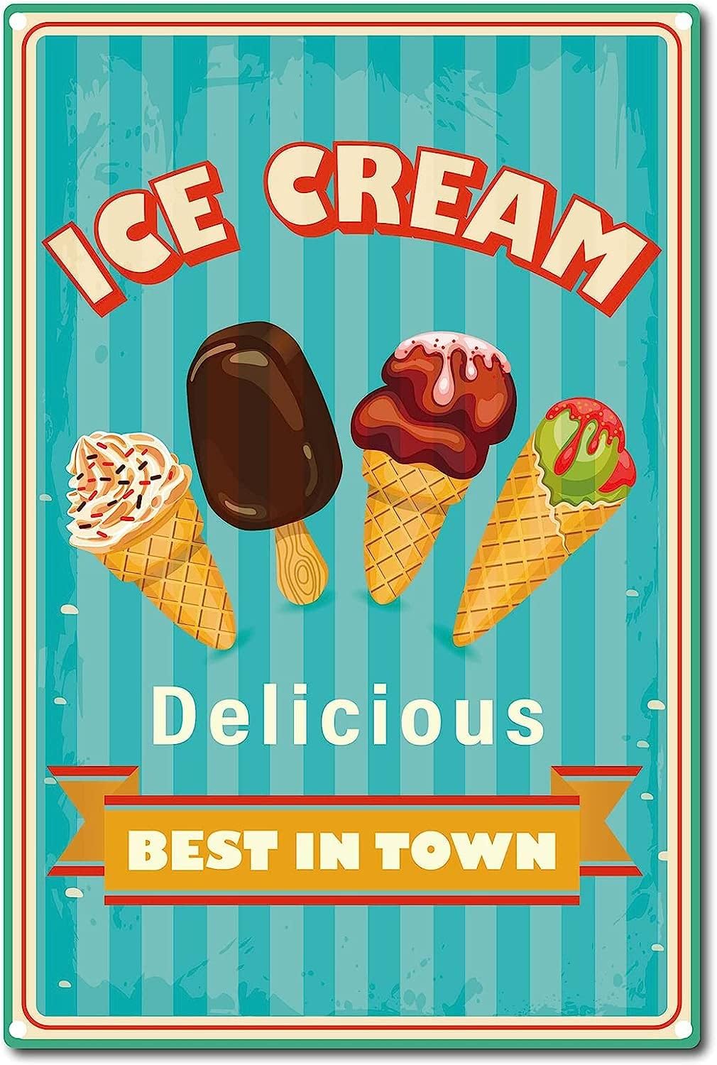 Amazon.com : 8x12 IN Retro ICE Cream Metal Tin Signs Delicious Ice ...