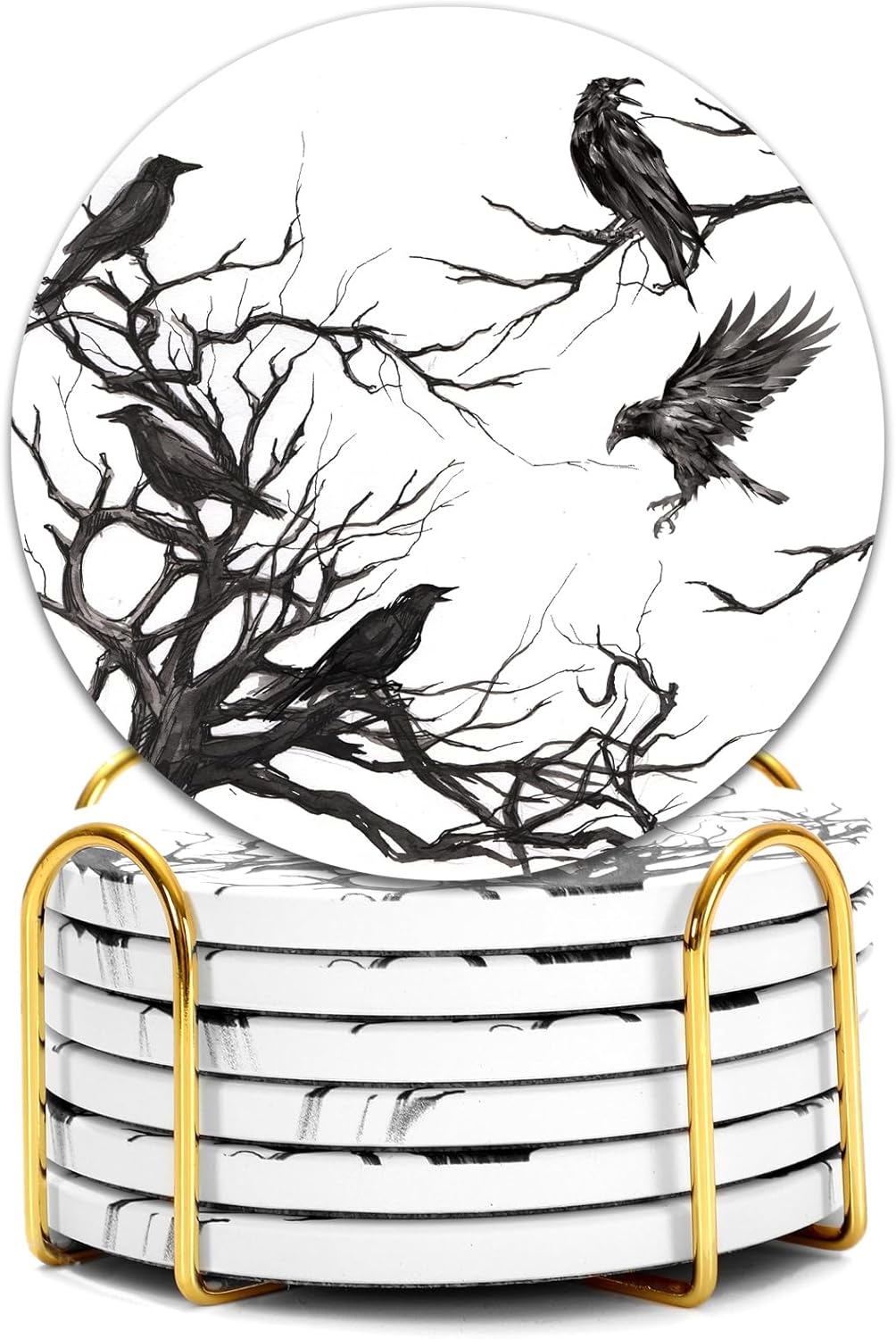 Amazon.com: Generic AnyDesign 6Pcs Halloween Coasters with Holder ...