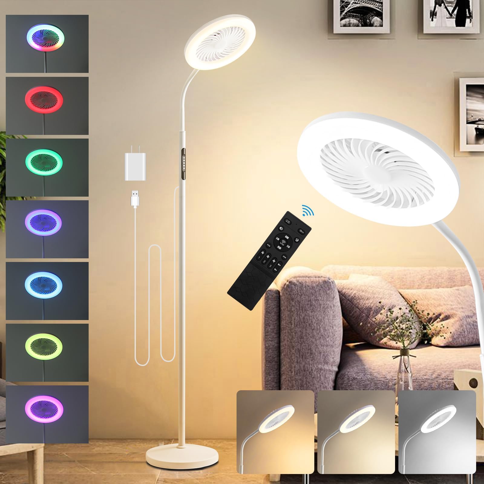 Amazon.com: efiealls RGB Standing Fans with Lights and Remote ...