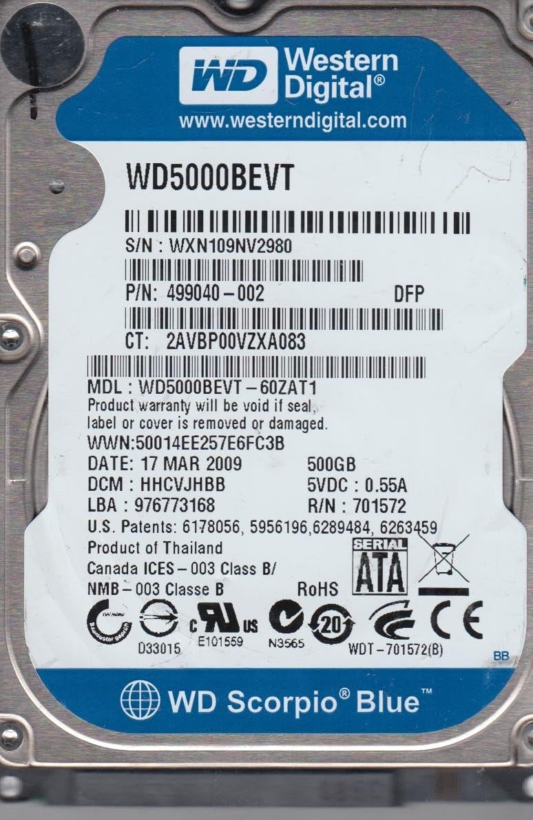 Amazon.com: WD5000BEVT-60ZAT1, DCM HHCVJHBB, Western Digital 500GB SATA ...