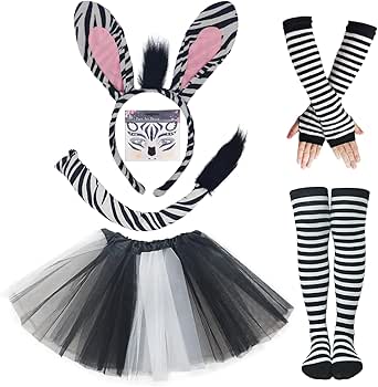 Amazon.com: Mzztino Zebra Costume Kit Zebra Ears Headband Tail Tutu ...