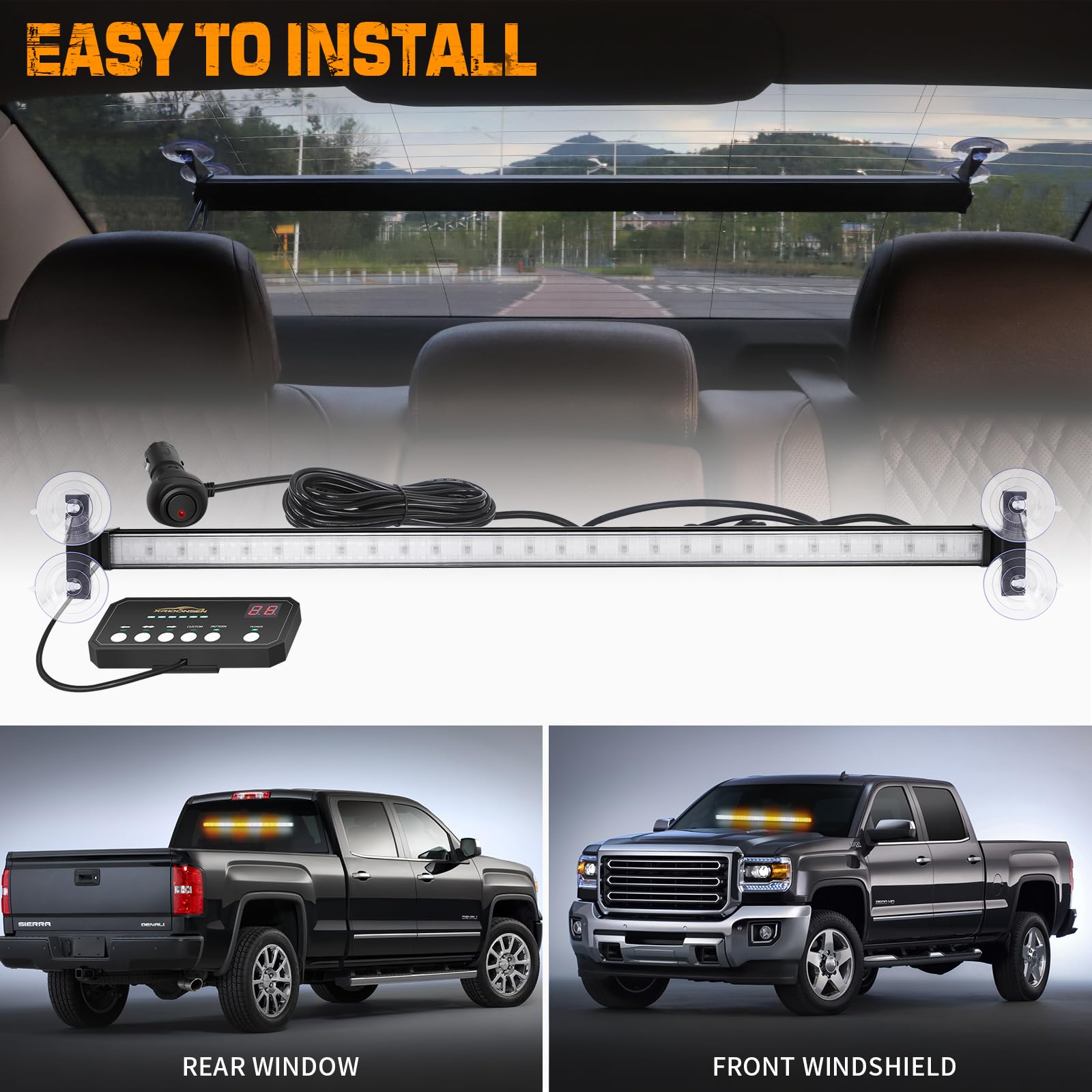 Snapklik.com : 27 Inch LED Traffic Advisor Strobe Light Bar Amber White ...