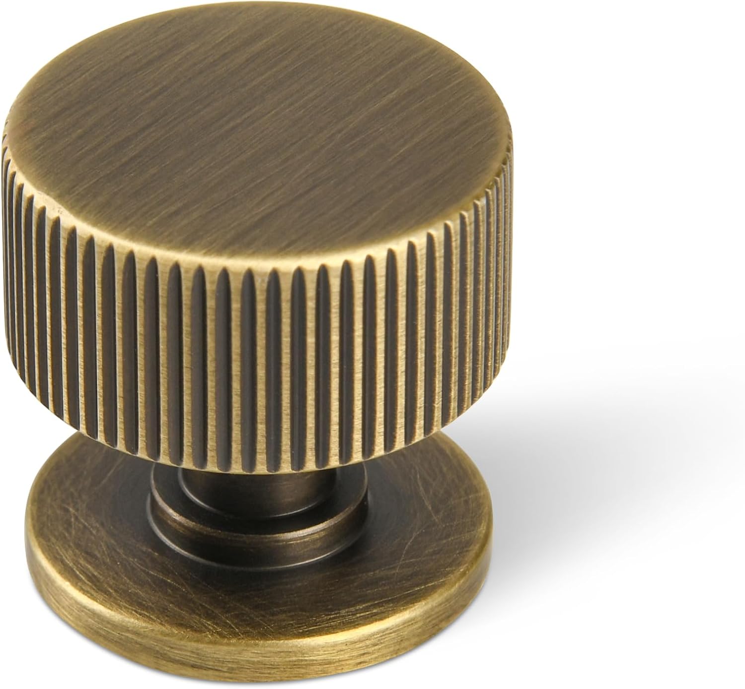 SALISENG Antique Brass Kitchen Cabinet Knob 5 Pack,1-1/10 Inch Solid Brass Dresser Drawer Knob ...