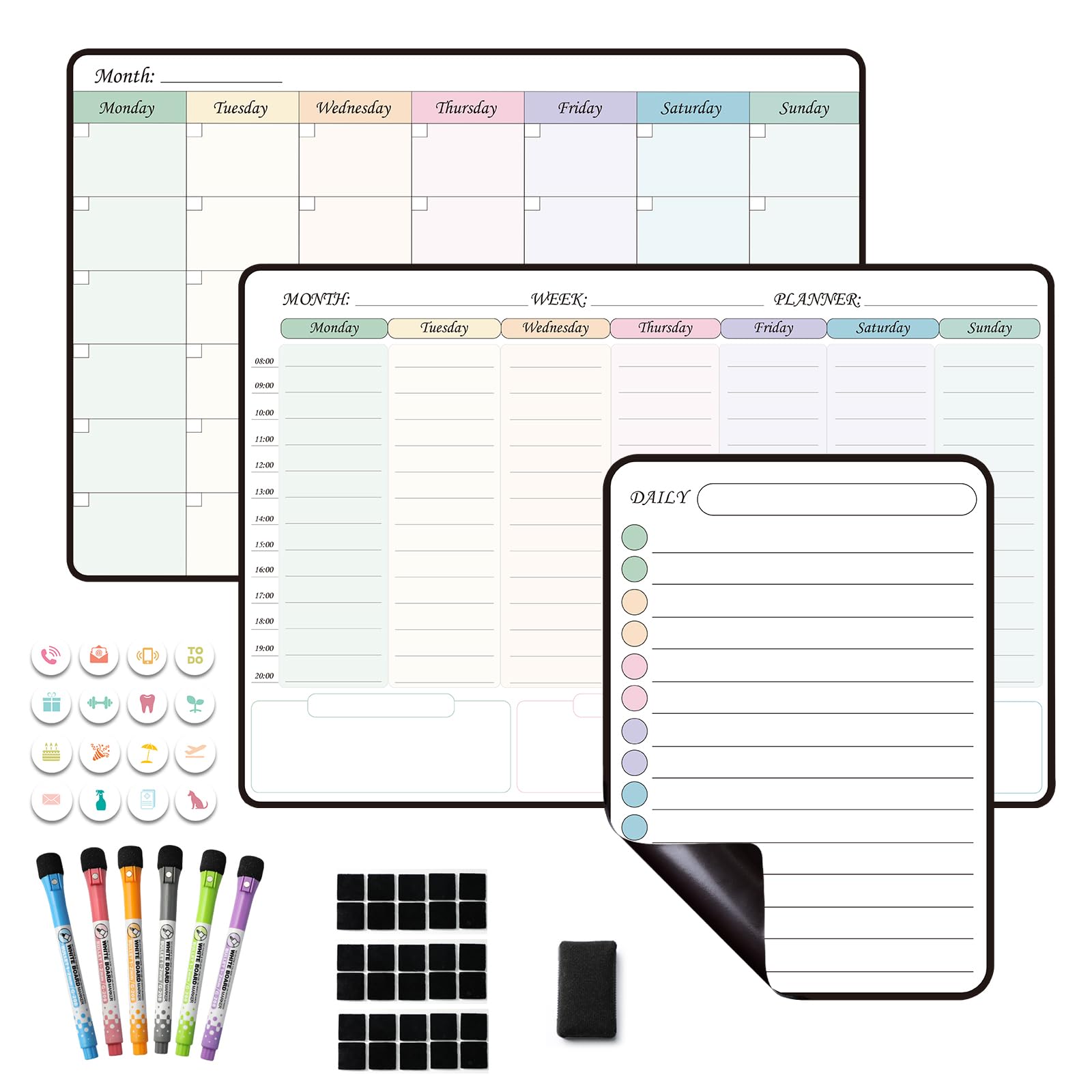 MCCORL Magnetic Fridge Calendar with Time Slots, Weekly and Monthly ...