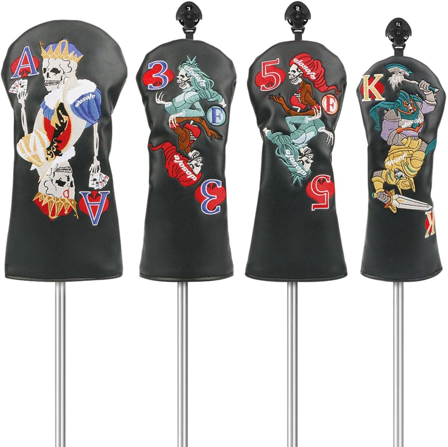 Skull Pattern Golf Covers, 4PCs Golf Skull Headcover Set, Multicolors ...