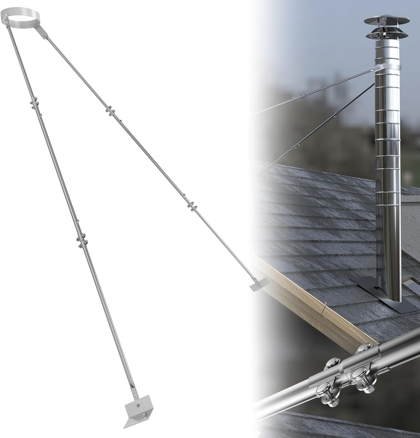 10" Extended Retractable Roof Chimney Stove Pipe Fixing Bracket, L/98 ...