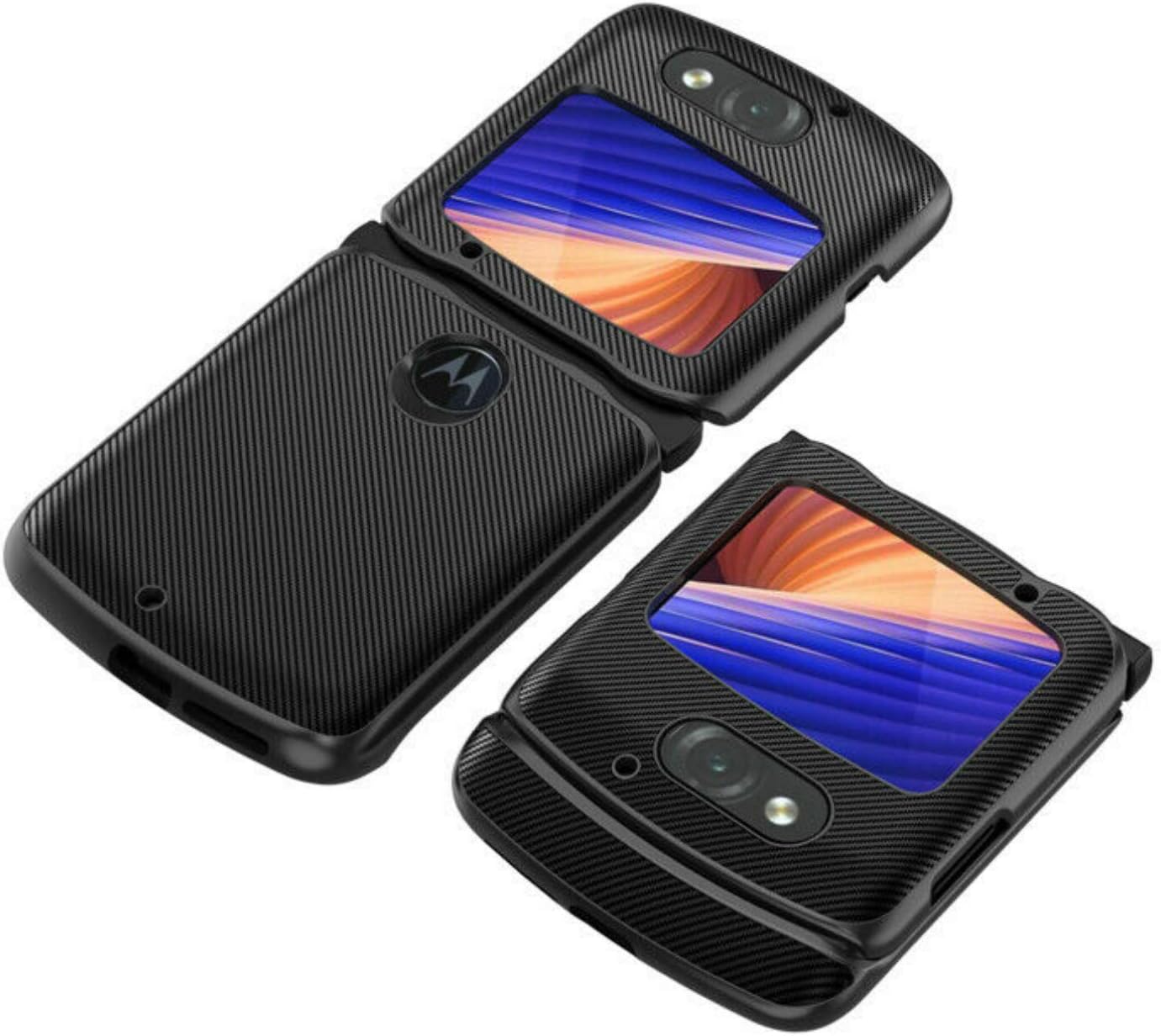 for Motorola Razr 5G Carbon Fiber Faux Leather Phone Case Protective ...