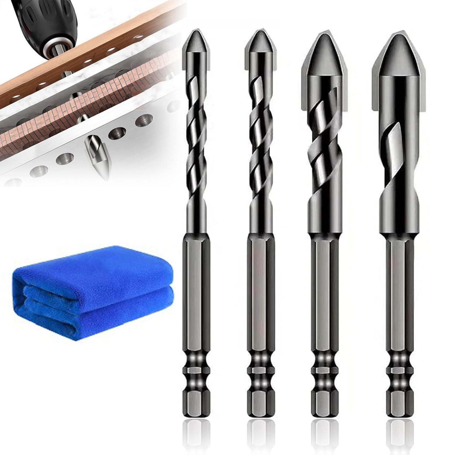 High-Strength Eccentric Twist Drill Bit Set, 6/8/10/12mm Drill Bits ...