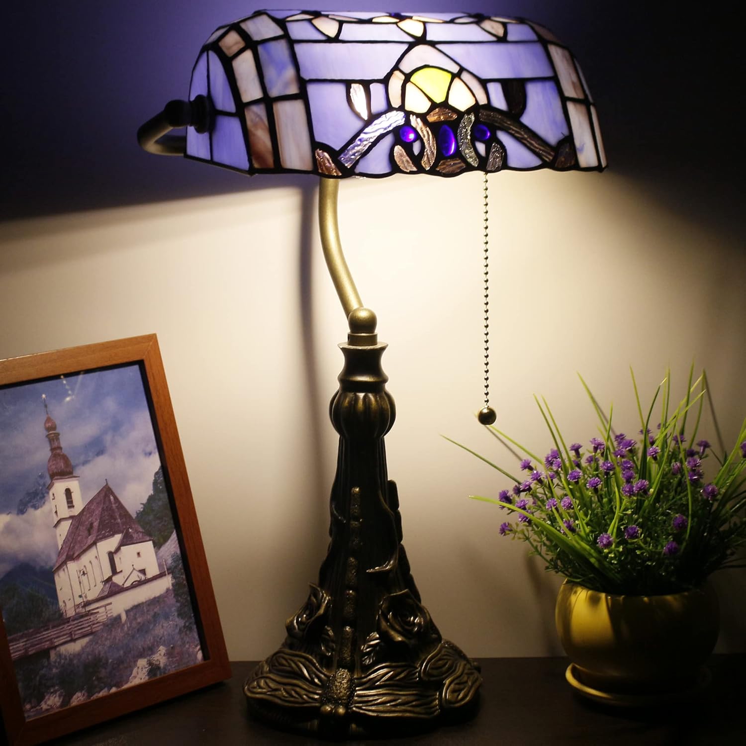Tiffany Banker Lamp Small Stained Glass Table Lamp Tiffany Style Piano ...