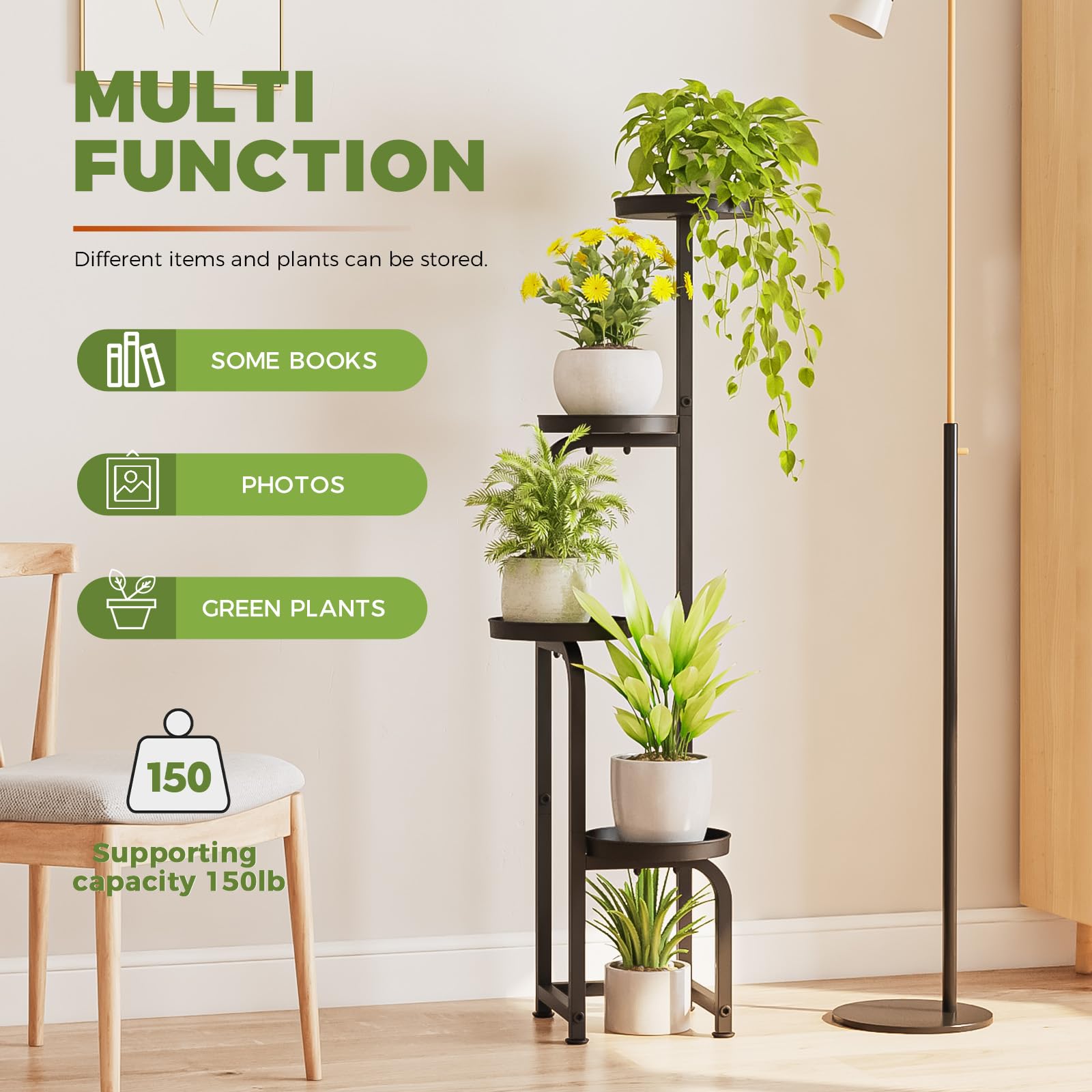 Snapklik.com : Tall Plant Stand Indoor Outdoor, Corner Metal Flower Pot ...