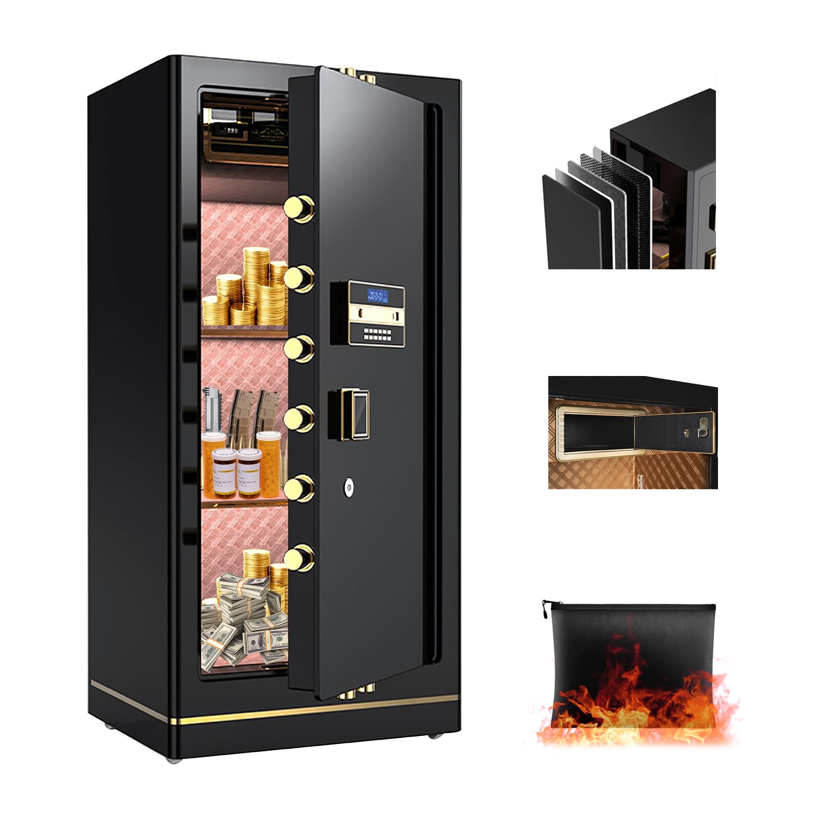 MLJ 8.1 Cu. Ft. Large Security Safe,Waterproof and Fireproof Safe, Home ...