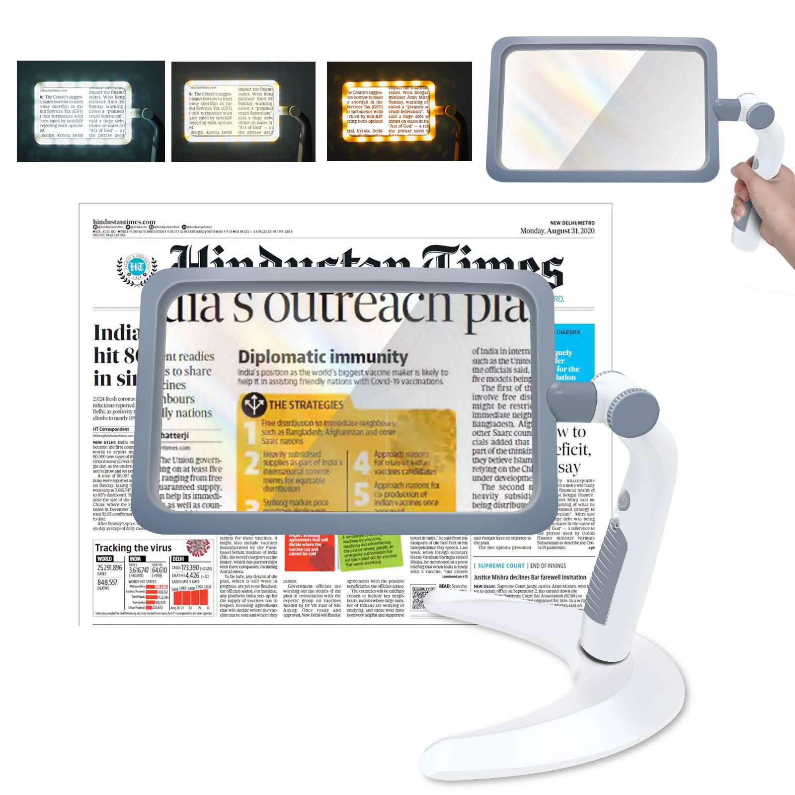 Amazon.com: Magnifying Glass with Light and Stand, Lighted Page ...