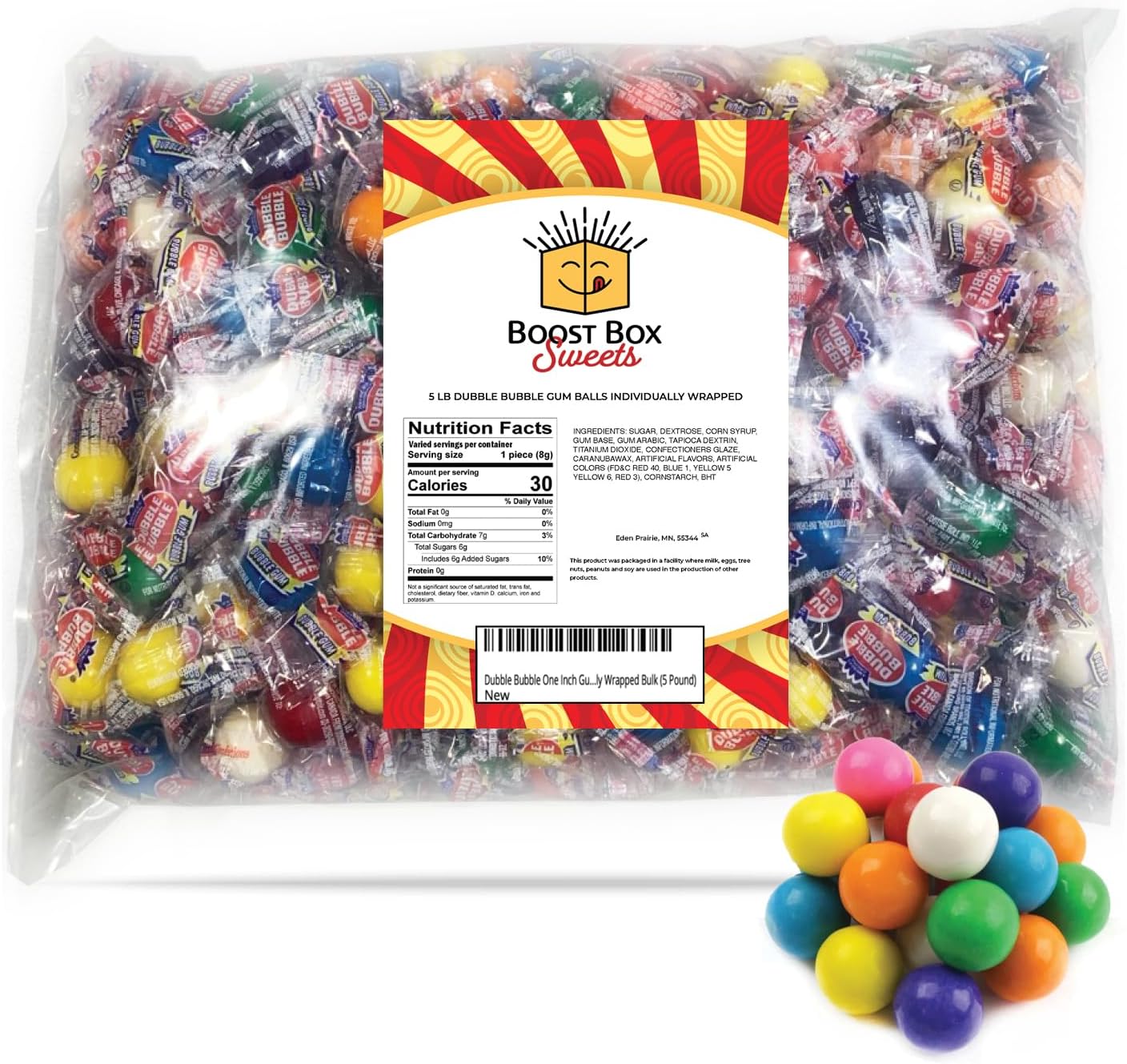 Amazon.com : Dubble Bubble One Inch Gumballs Candy Coated Gum ...