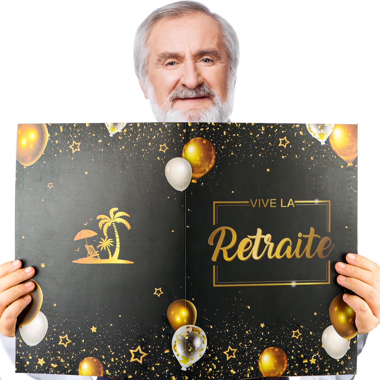 BETESSIN Carte Départ Retraite Géante Noir Or avec Enveloppe Carte de ...