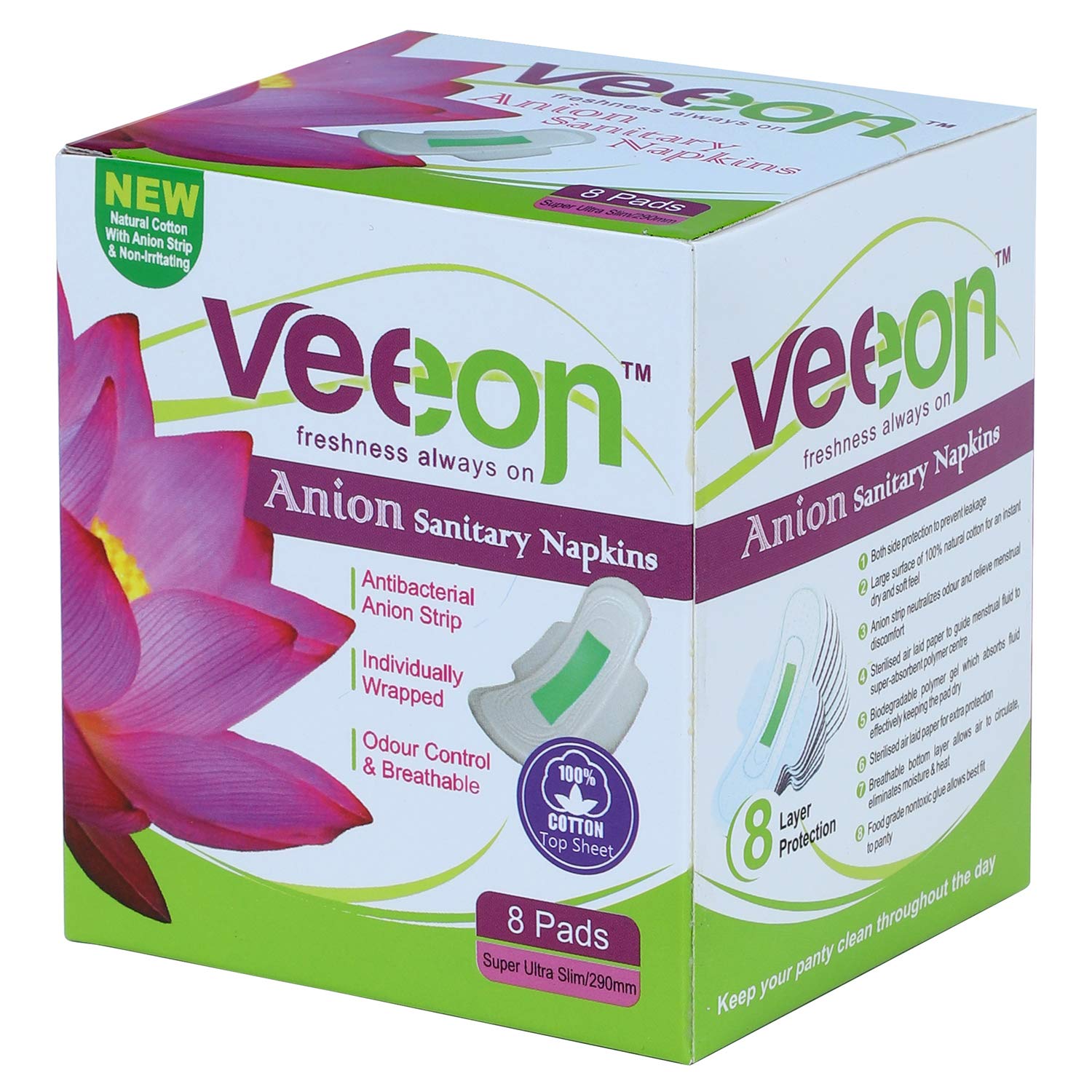 Buy Veeon Anion Sanitary Super Slim Soft Antibacterial Period Pads ...