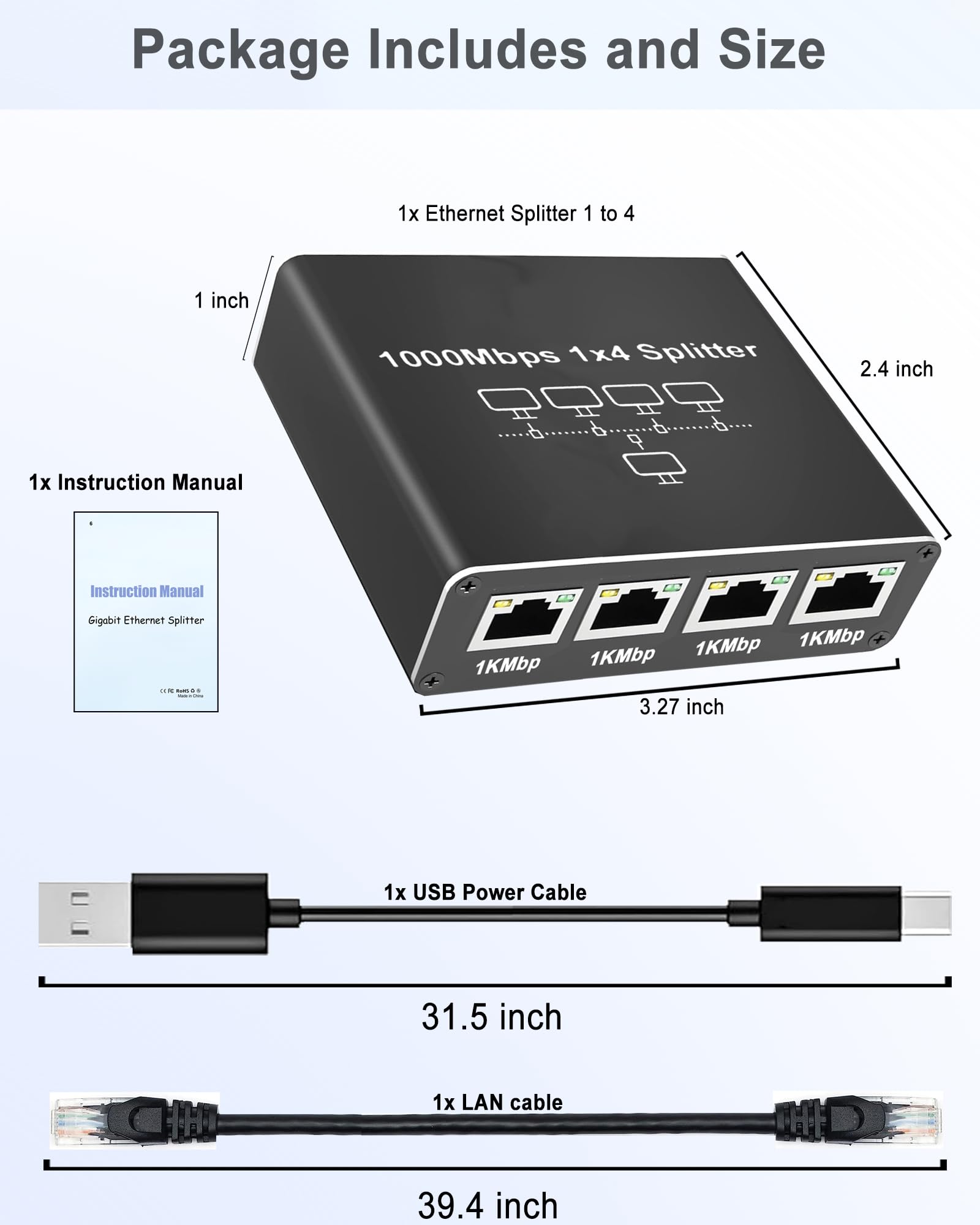 Usbc To Ethernet Adapter ZDQCB Ethernet Splitter, RJ45 Splitter Adapter ...