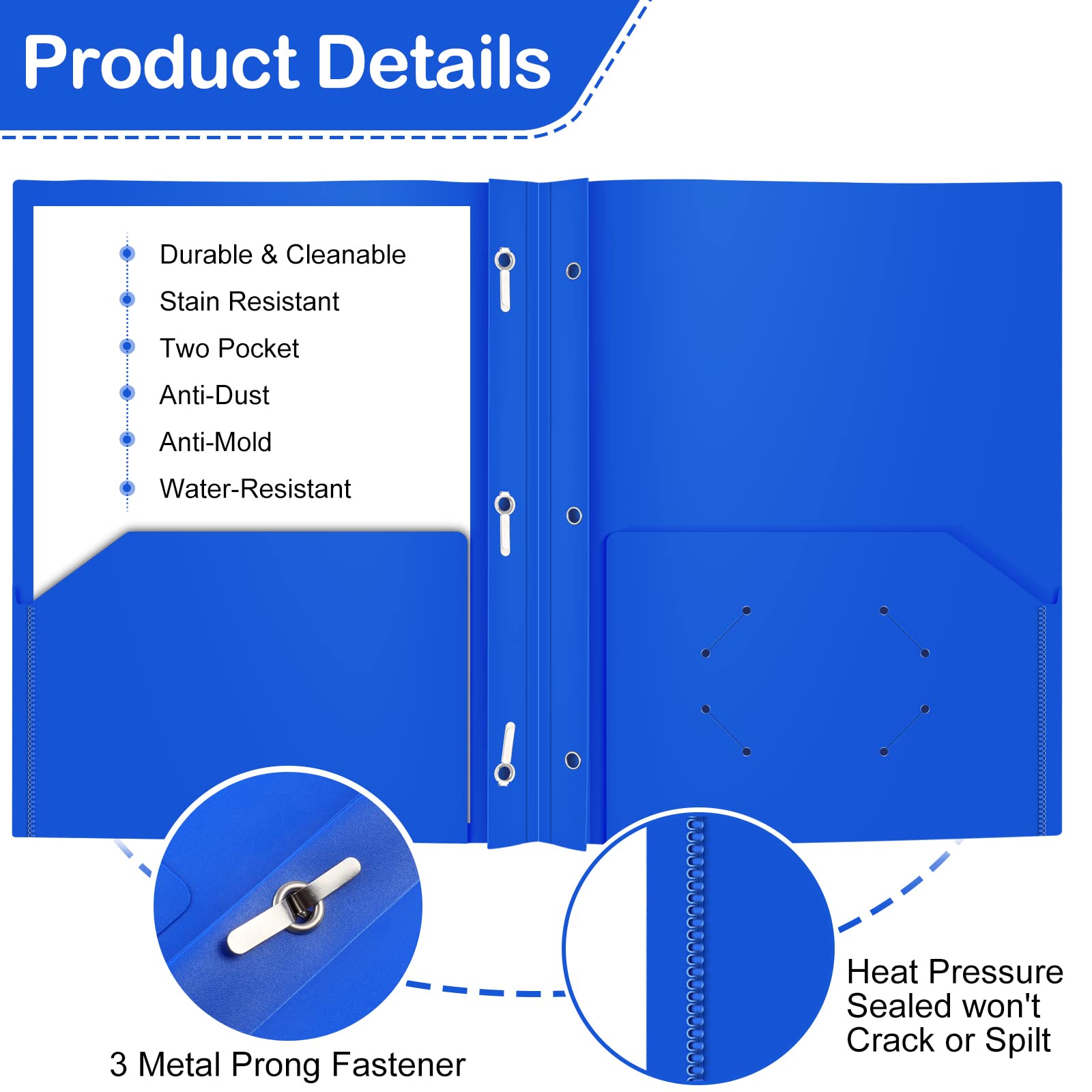 Snapklik.com : 60-Pack Heavy Duty Plastic Folder, 2 Pocket Letter Size ...