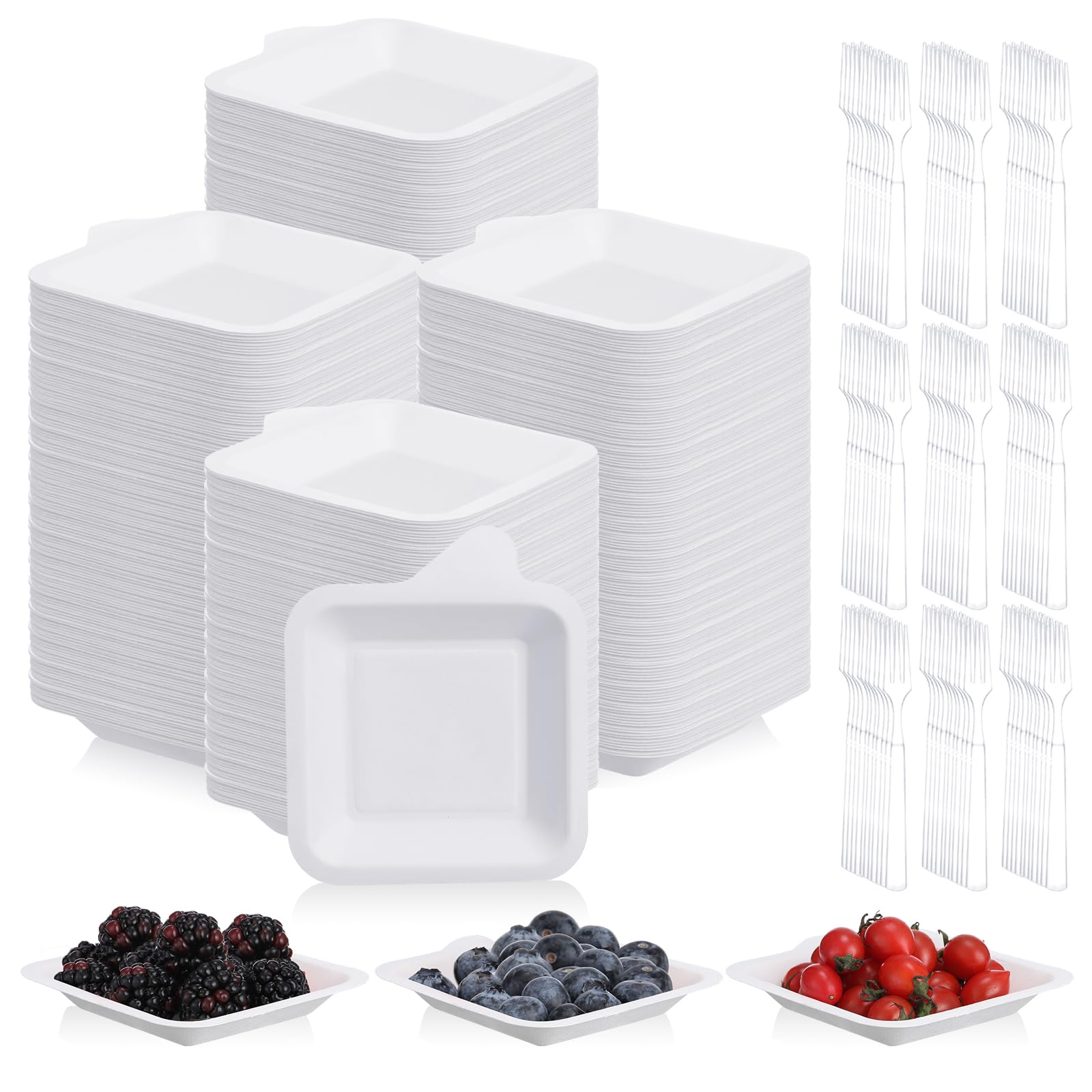 Amazon.com: Eaasty 800 Pcs Small Paper Plates 4 Inch with Plastic Forks ...