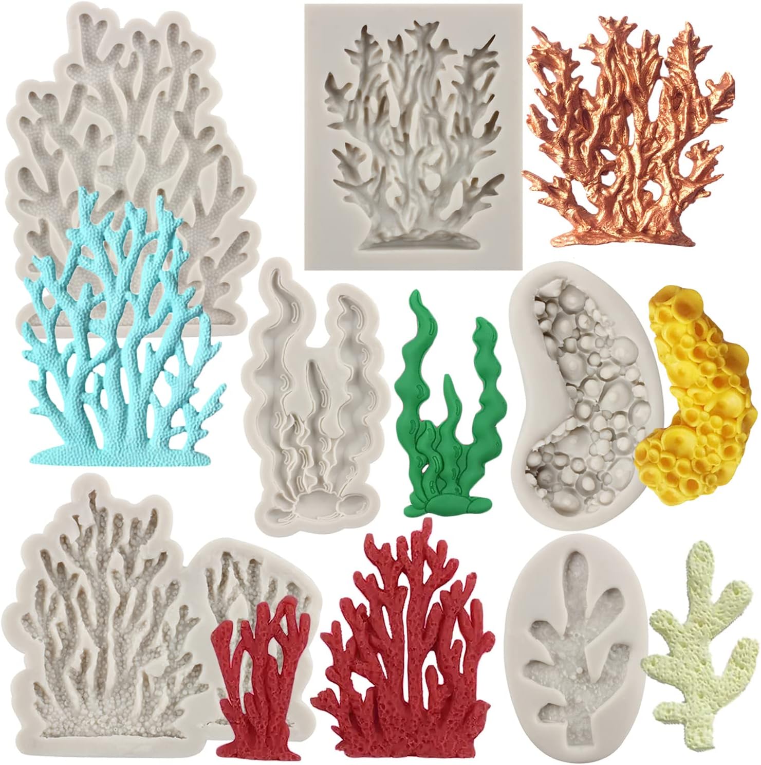 Amazon.com: TEYOULIN Sea Coral Silicone Mold Seaweed Fondant Mold For ...