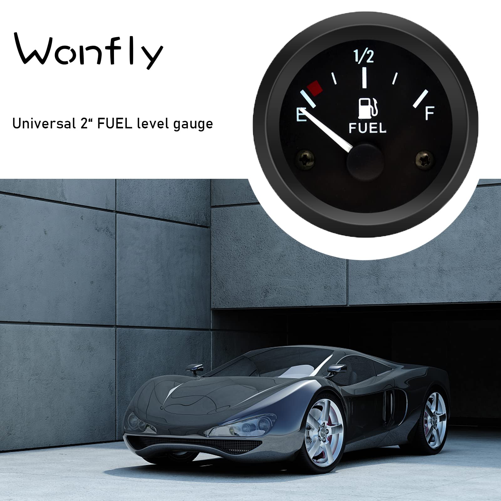 Snapklik.com : Wonfly 52mm Fuel Level Gauge, 2" E-1/2-F Pointer 12V ...