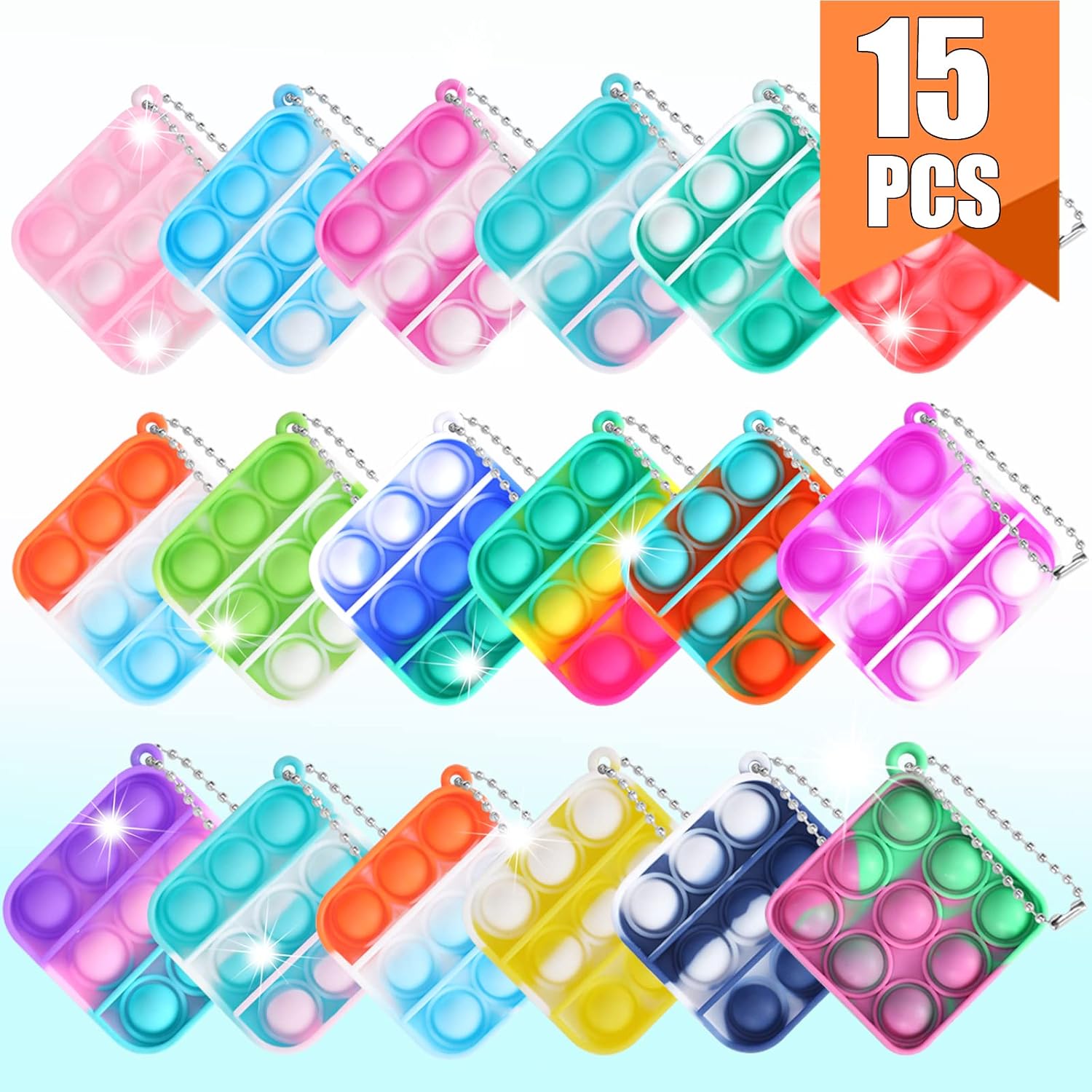 15 PCS Mini Pop Fidget Toys Pack Party Favours, Silicone Squeeze Pop ...